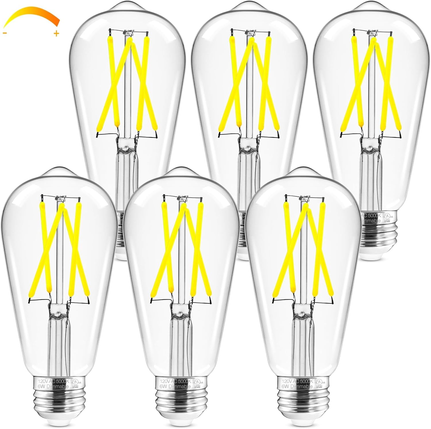 ZhenheLed Edison Bulbs, 6W, Equivalent 60W, Dimmable E26 Led Bulb ...