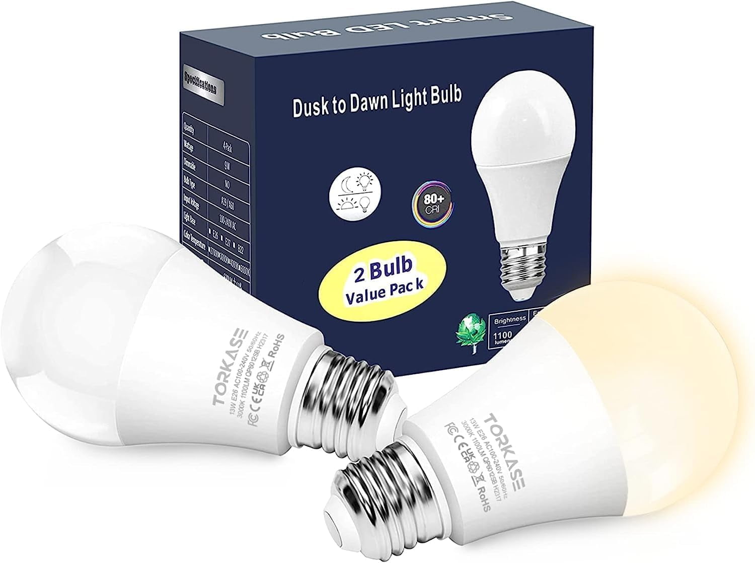 ZhenheOutdoor Dusk To Dawn Light Bulbs, No Timer Required, 13W(100W ...