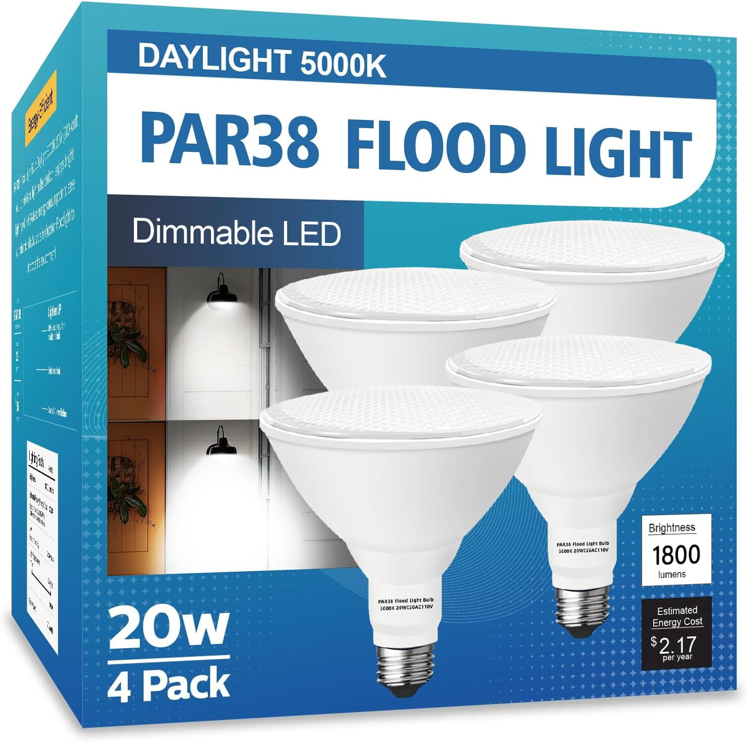 ZhenhePar38 Led Outdoor Flood Light Bulbs 4 Pack，Dimmable 20W(200W ...