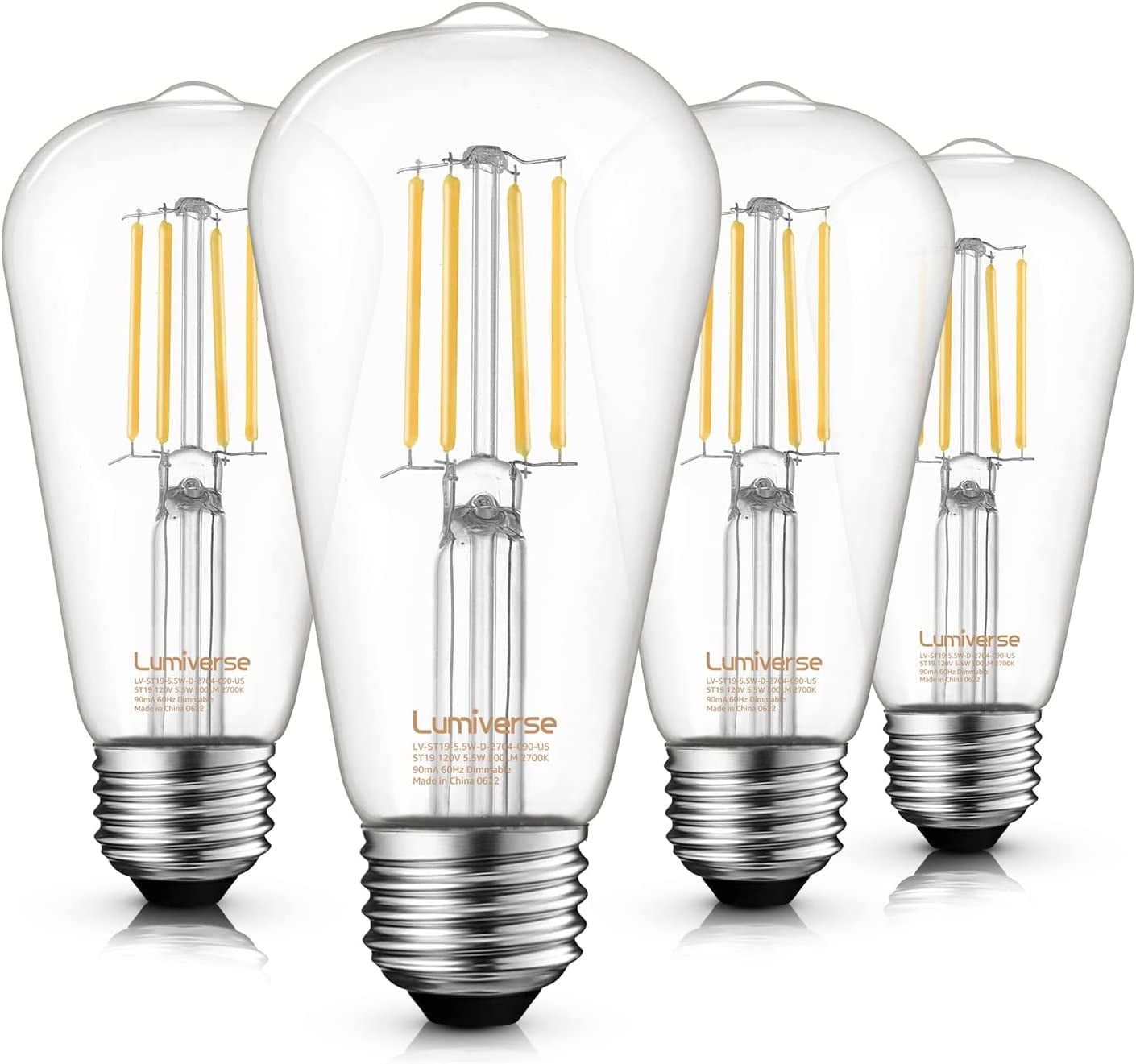 ZhenheSt19 Dimmable Led Edison Bulb, 5.5W (60W Equivalent) 500Lm, Cri ...