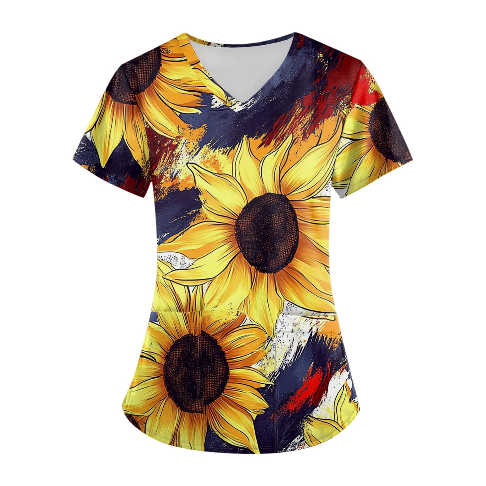 Zhensanguo 4th Of July Scrubs for Women Sunflower Patriotic Stars ...