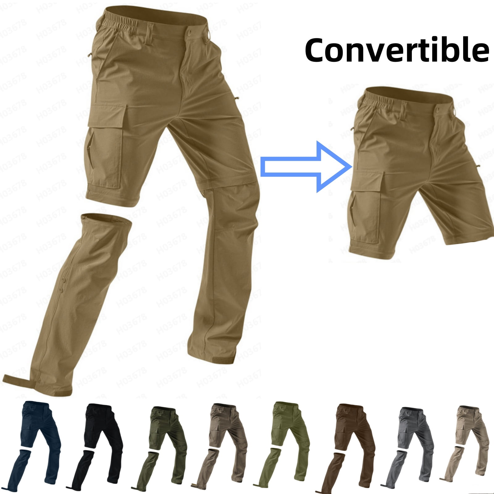 Zhensanguo Mens Hiking Convertible Pants Waterproof Lightweight Quick ...
