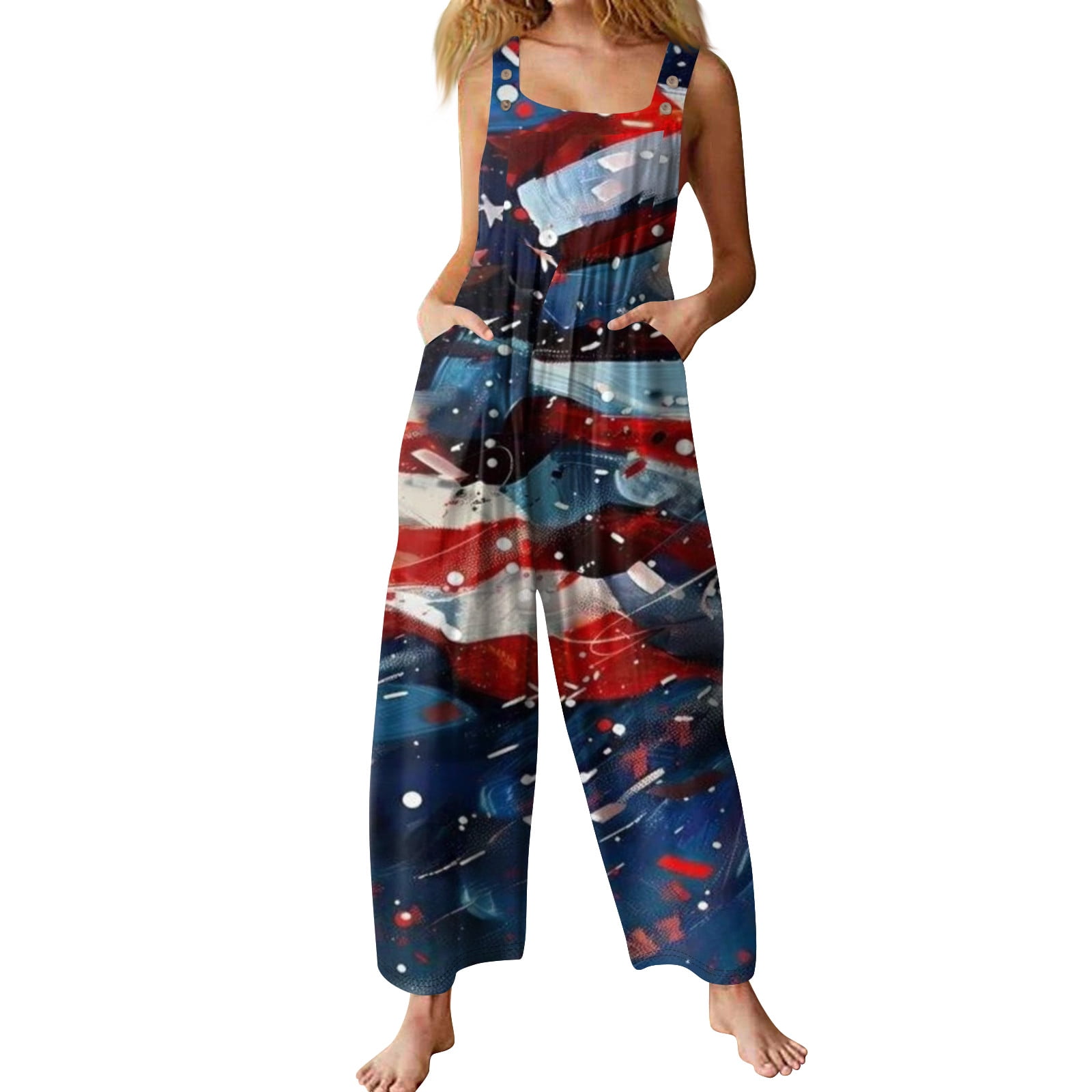 Zhensanguo Patriotic Overalls for Women American Flag Independence Day ...