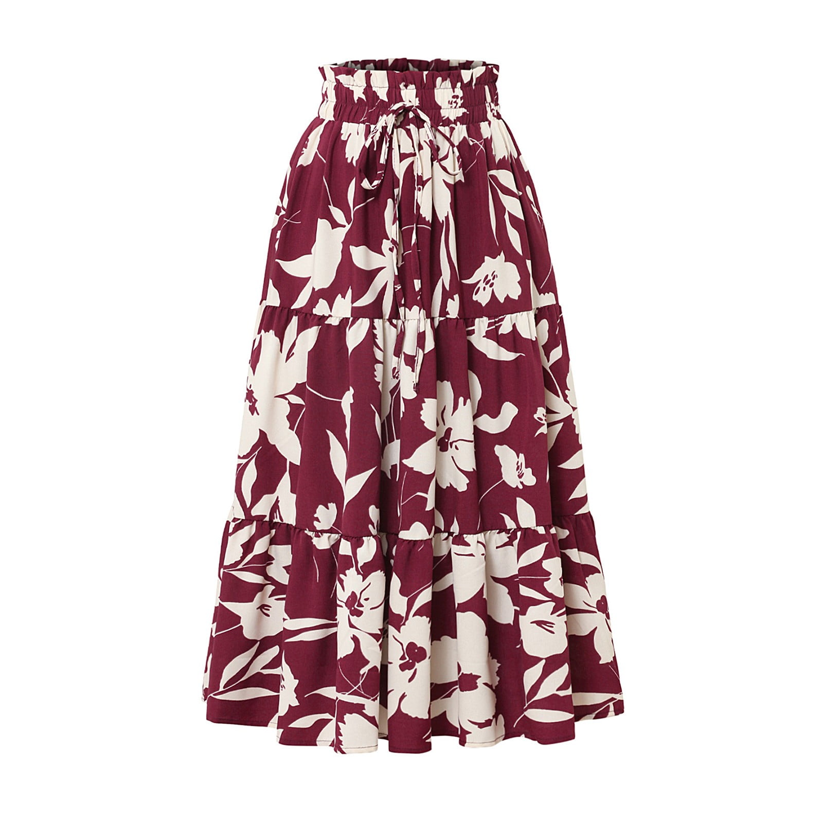 Zhensanguo Summer Skirts for Women 2025 A-Line Vacation Elastic High ...