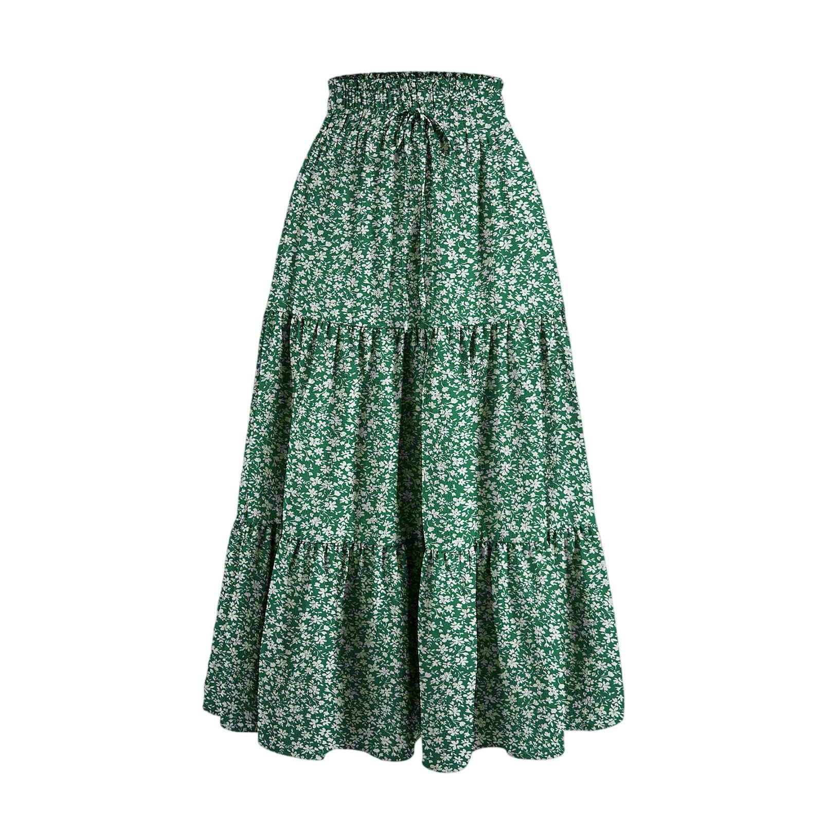 Zhensanguo Summer Skirts for Women 2025 Ruffle Pleated Floral Tiered ...