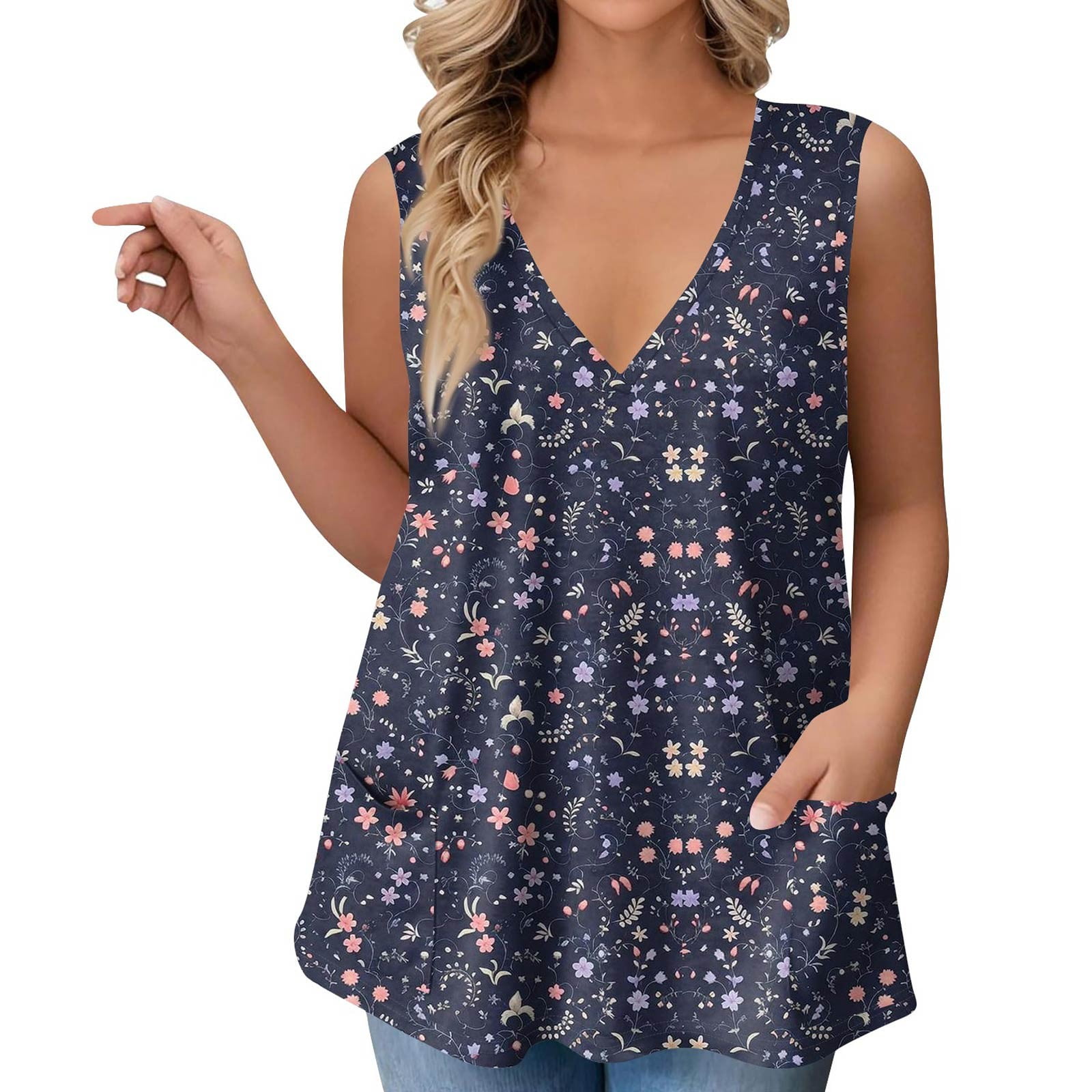Zhensanguo Summer Tank Tops for Women 2025 V Neck Casual Tie Dye 2025 ...