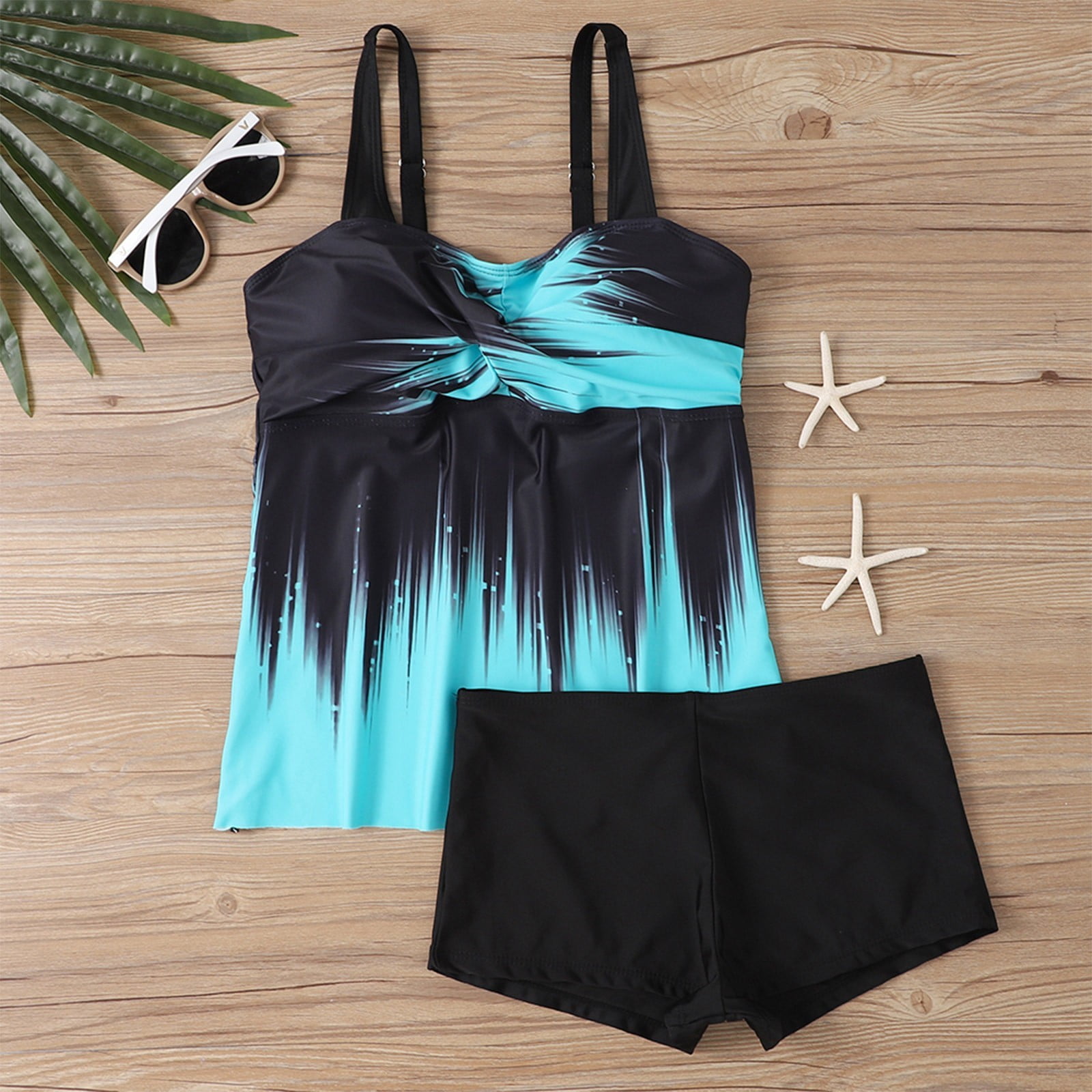 Zhensanguo Tankini Swimsuits for Women Tummy Control 2 Piece Tie Dye ...