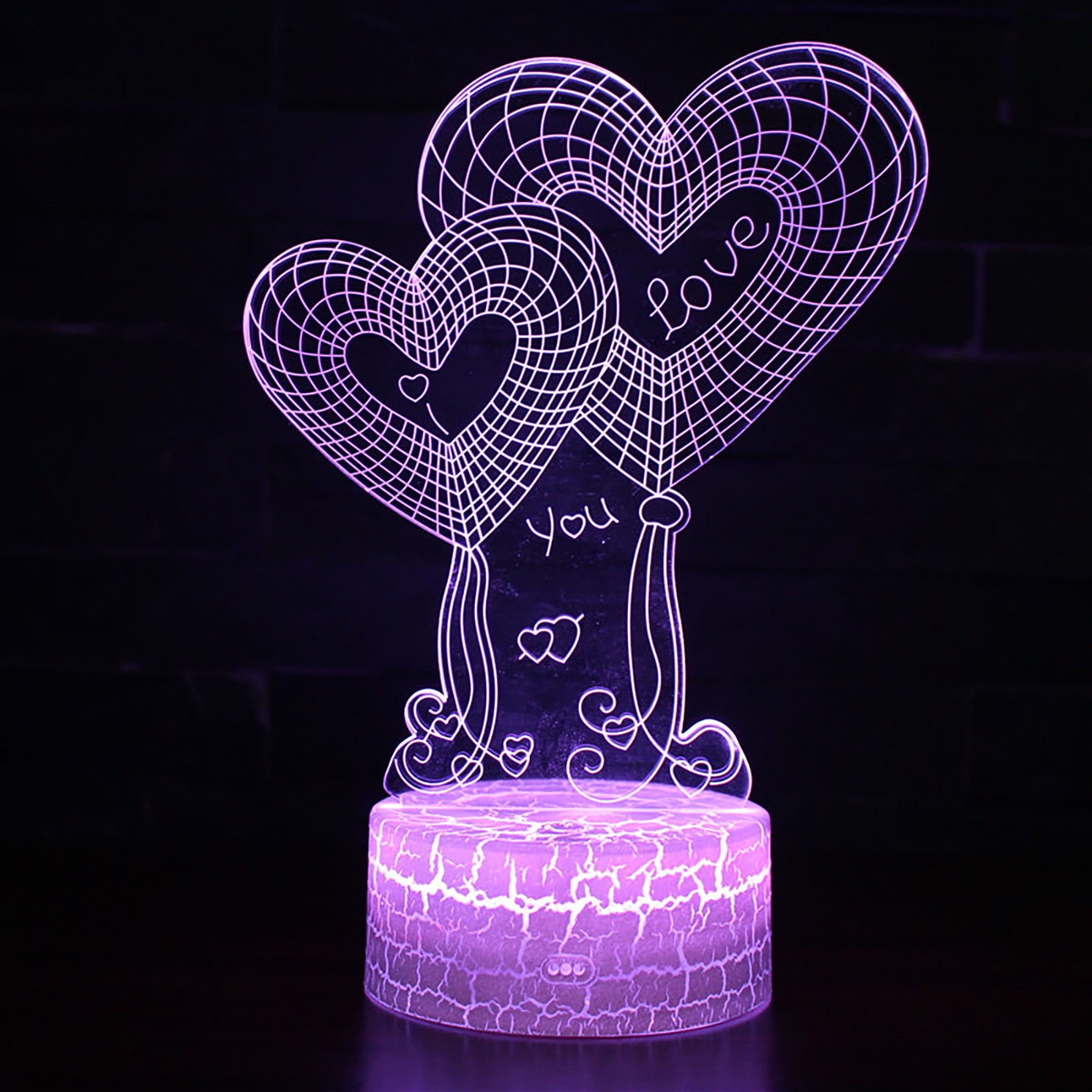 Zhi Romantic Heart 3D Acrylic Night Light, Ideal for Home And Gift ...