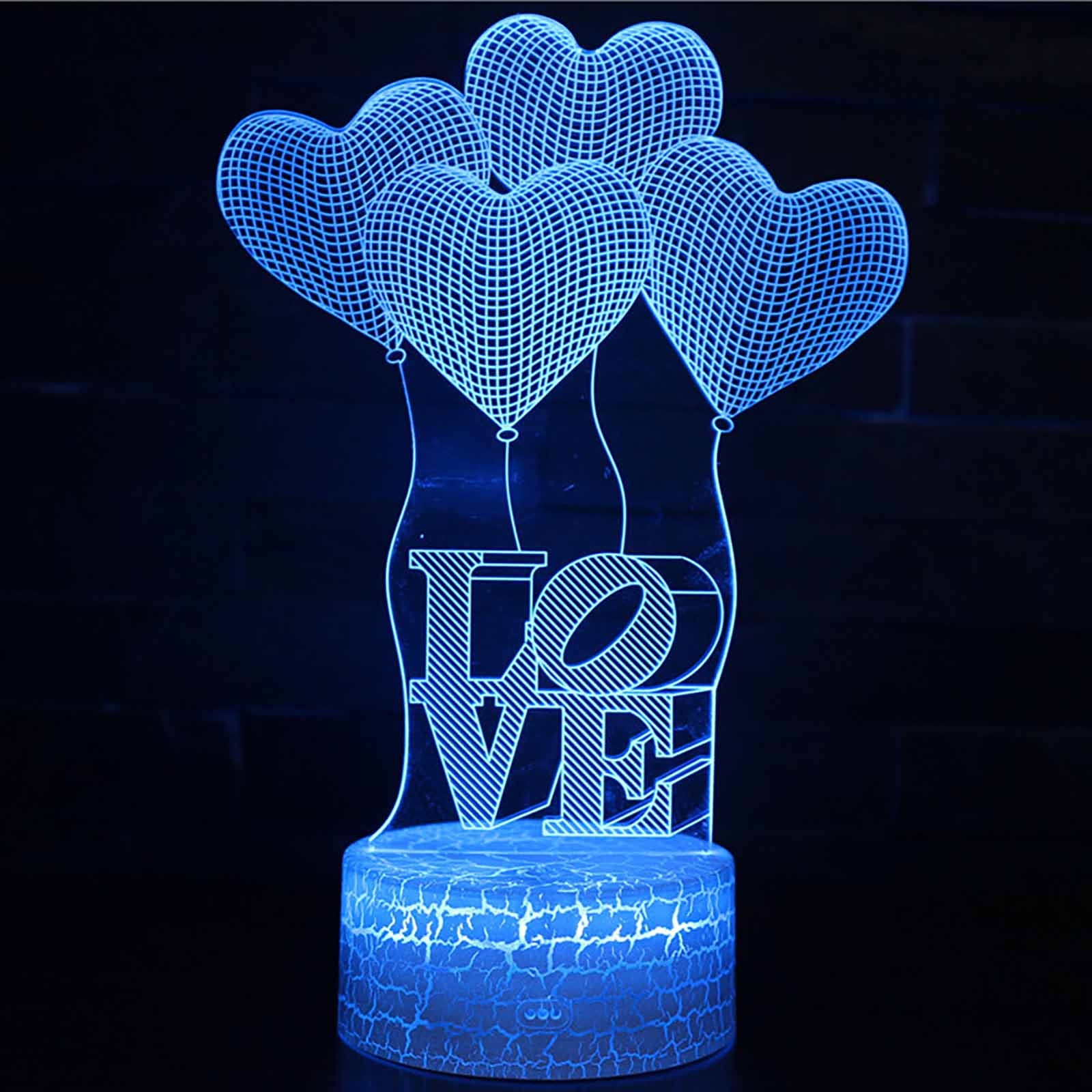 Zhi Romantic Heart 3D Acrylic Night Light, Ideal for Home And Gift ...