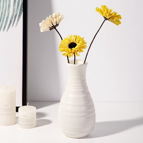 Zhi White Textured Plastic Vase Set Assorted Styles, Ideal for Living ...