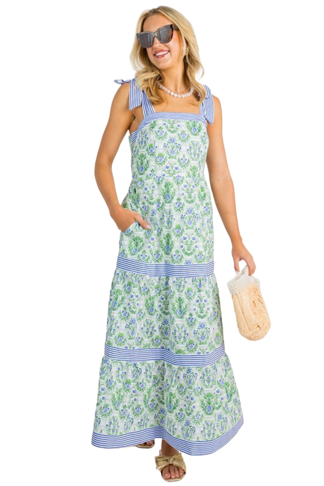 ZhiHiMeRi Women's Country A-Line Maxi Dress – Floral Patchwork Print S ...