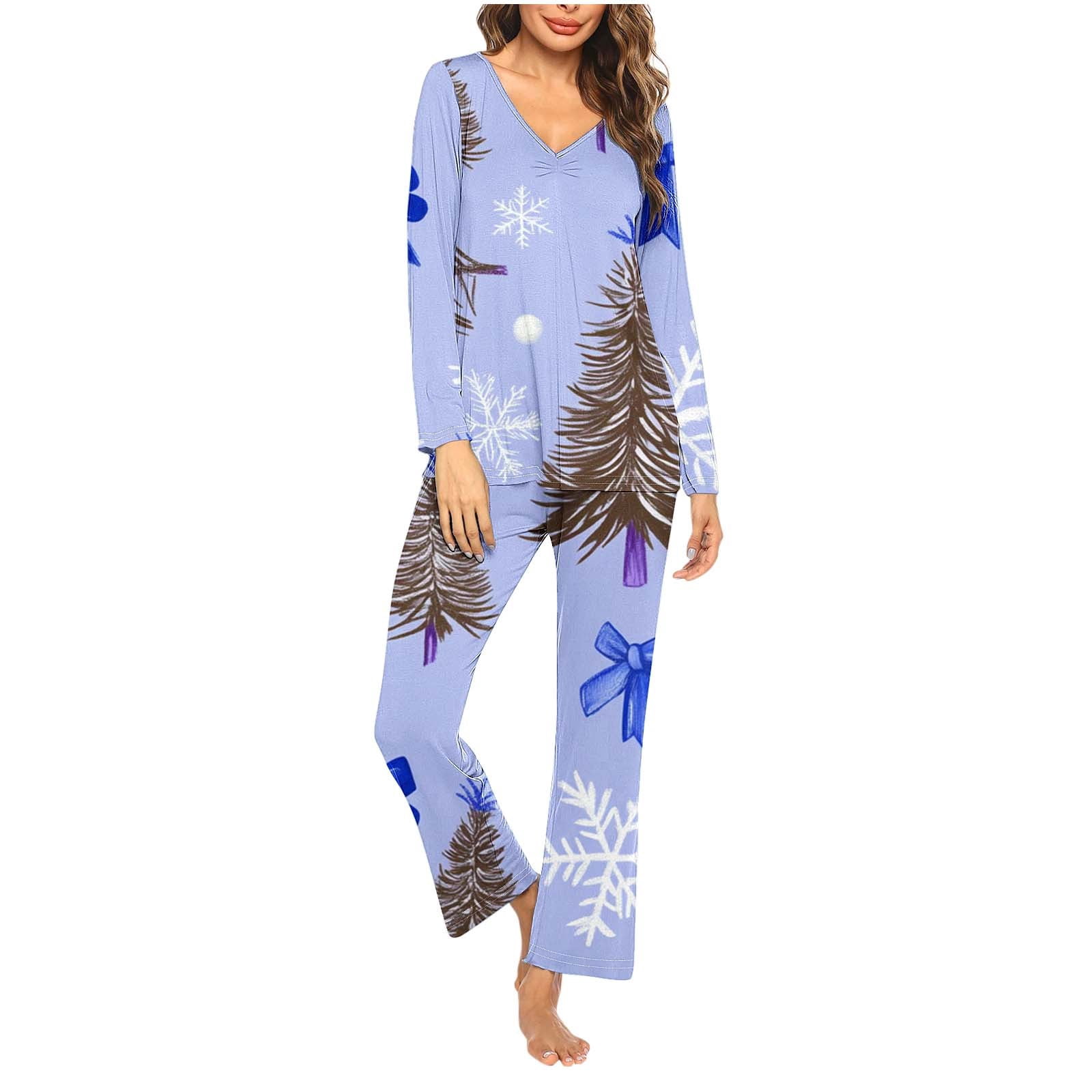 ZhiZhuang Women's Capri Pajama Sets,Women Cartoon Long Sleeve Sleepwear ...