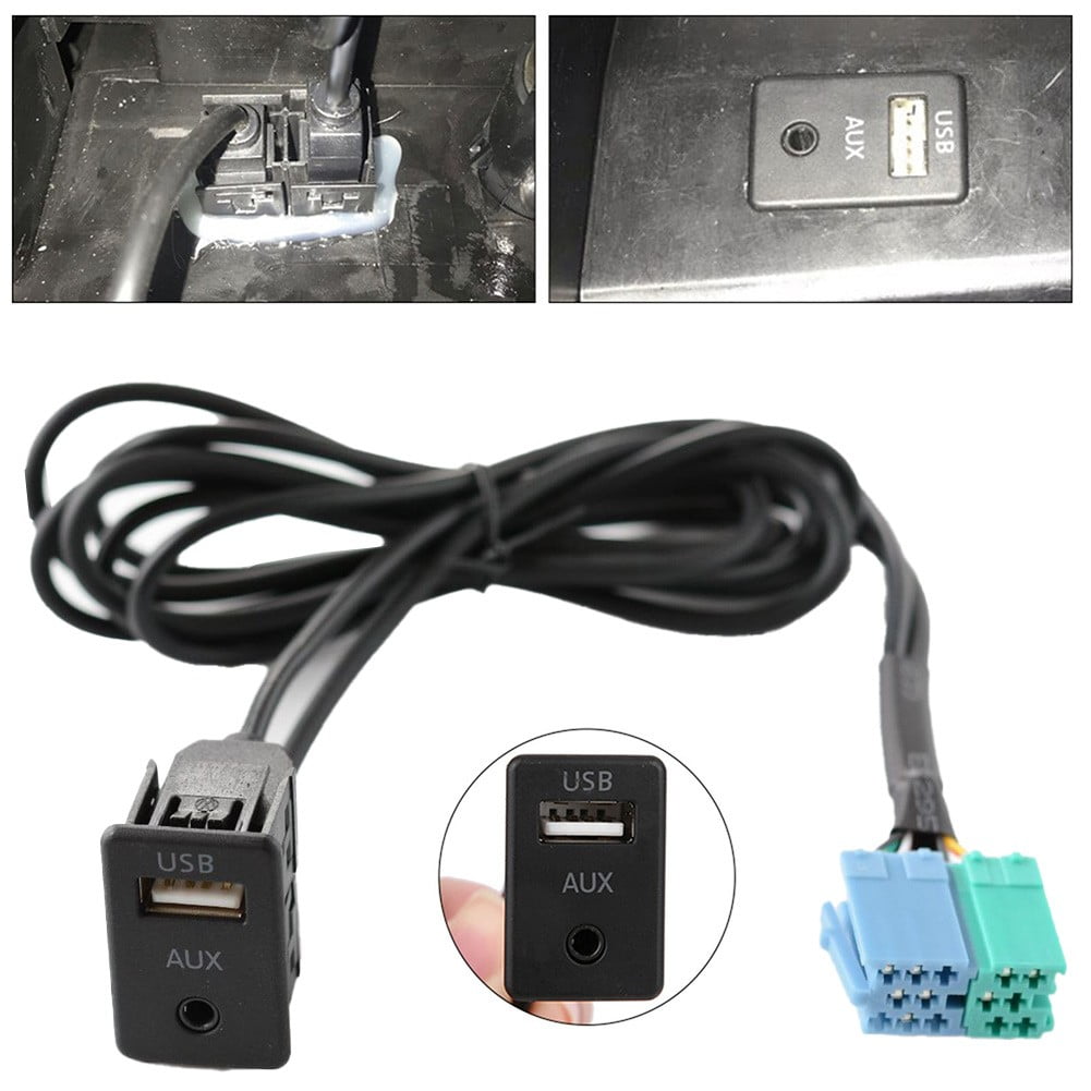 Zhihehui 150CM 3 Styles Car Dash Flush Mount AUX USB Port Panel Radio Extension Adapter Cable ...