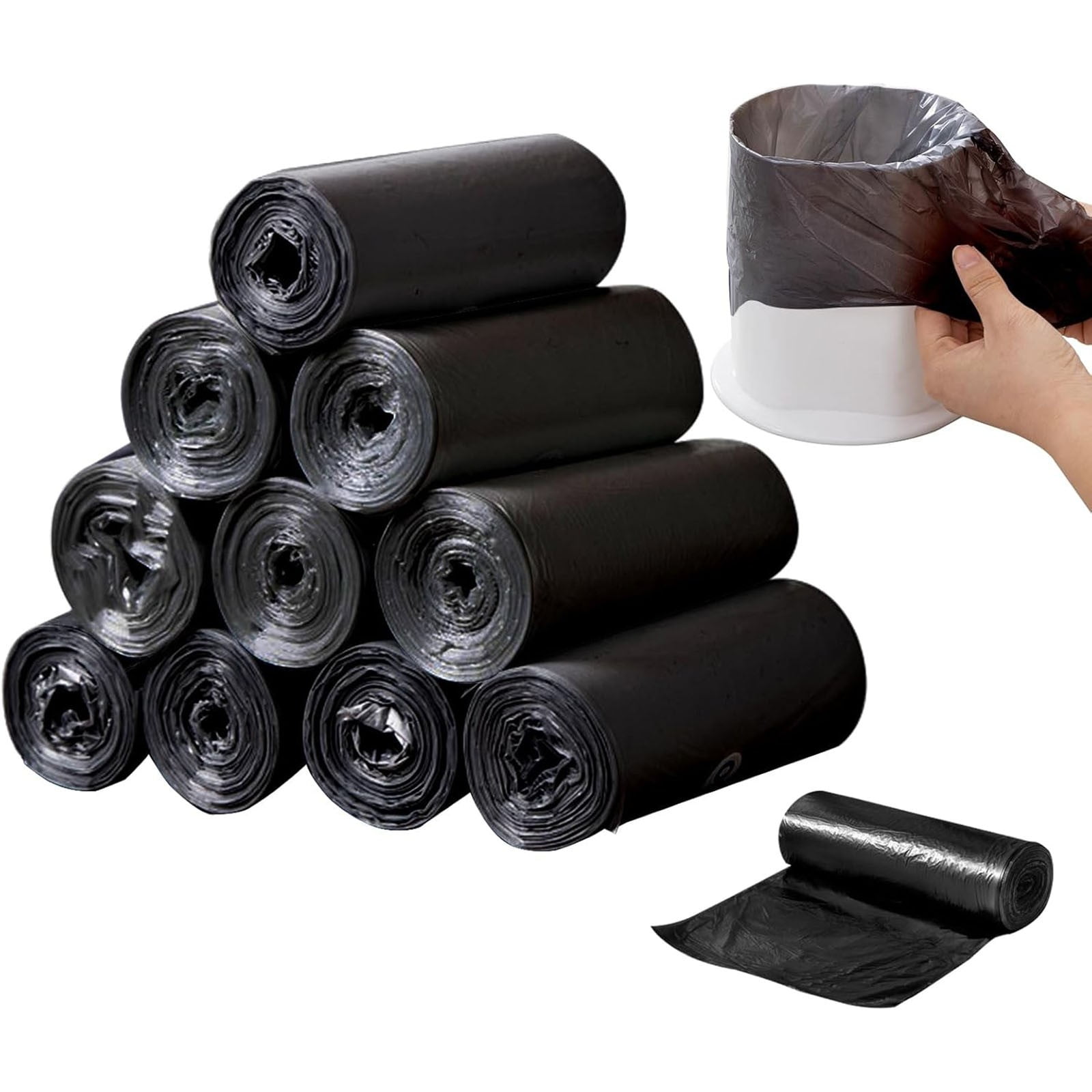 Zhiui Trash Can With Lid 10Pcs Disposable Garbage Bag Thickened Flat ...