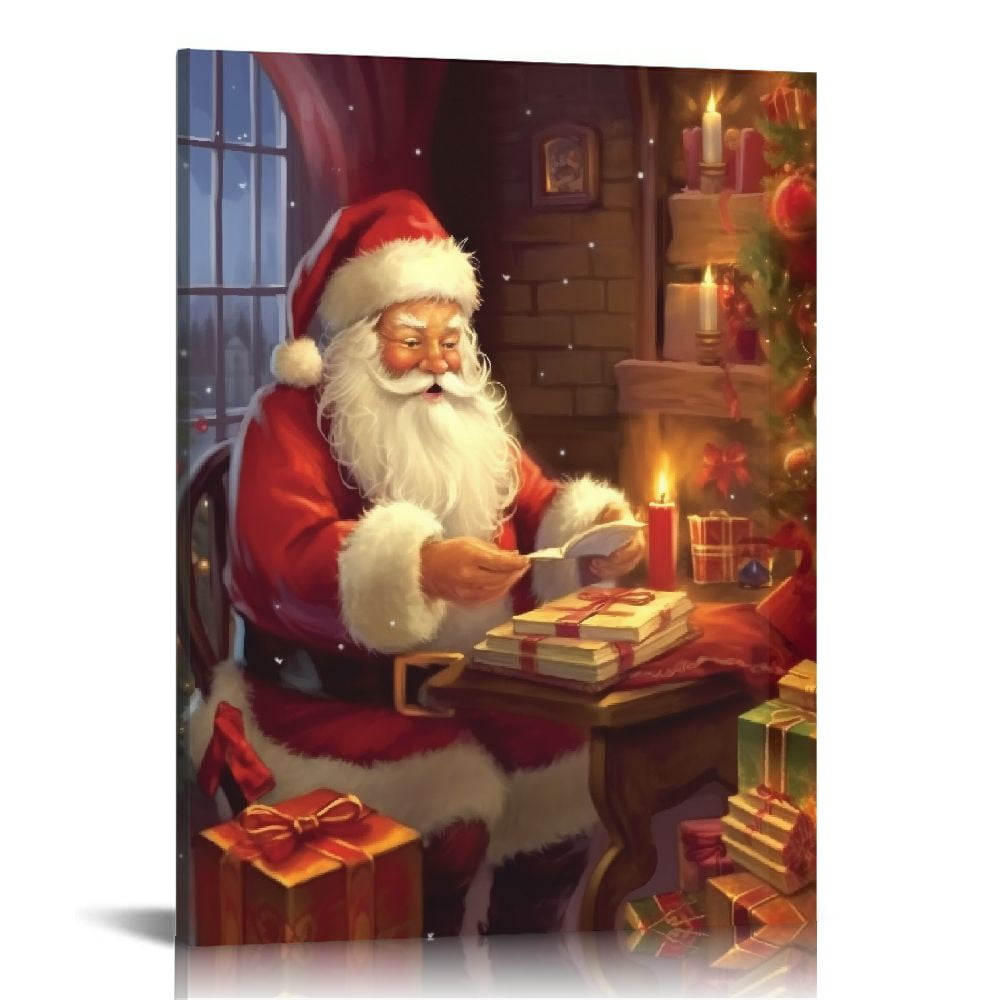 Zhiwo Christmas Canvas Wall Art - Christmas Pictures for Wall, Vintage ...