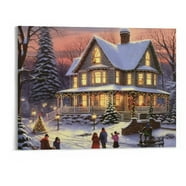 Northlight Fiber Optic and LED Lighted Snowy Christmas House Canvas ...