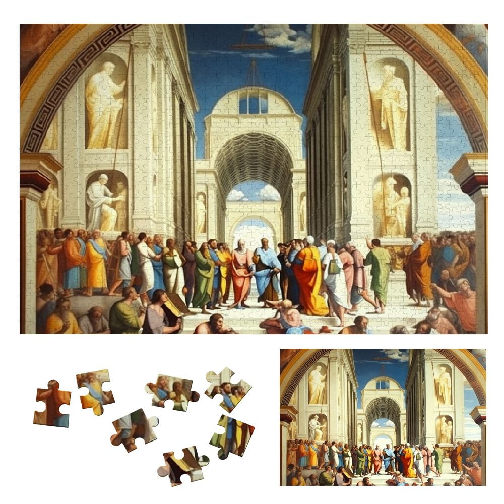 Zhiwo Fine Art Jigsaw Puzzles with Stickers The School of Athens Famous ...