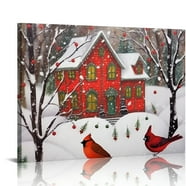 Northlight Lighted Winter Cottage Forest Scene Christmas Canvas Wall ...