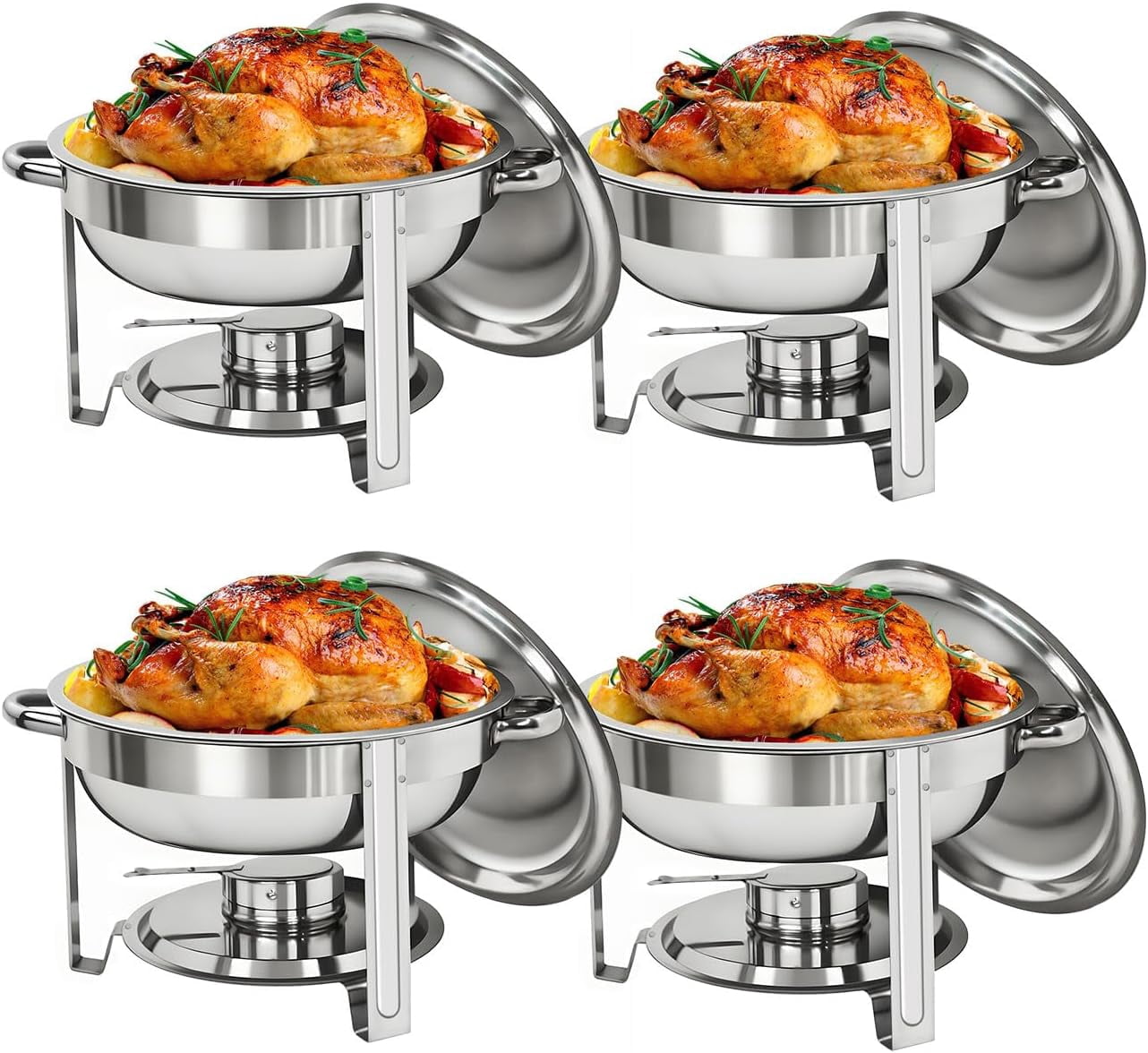 Zhixing 5 Quart Stainless Steel Round Chafing Dish Buffet Set Chafer ...