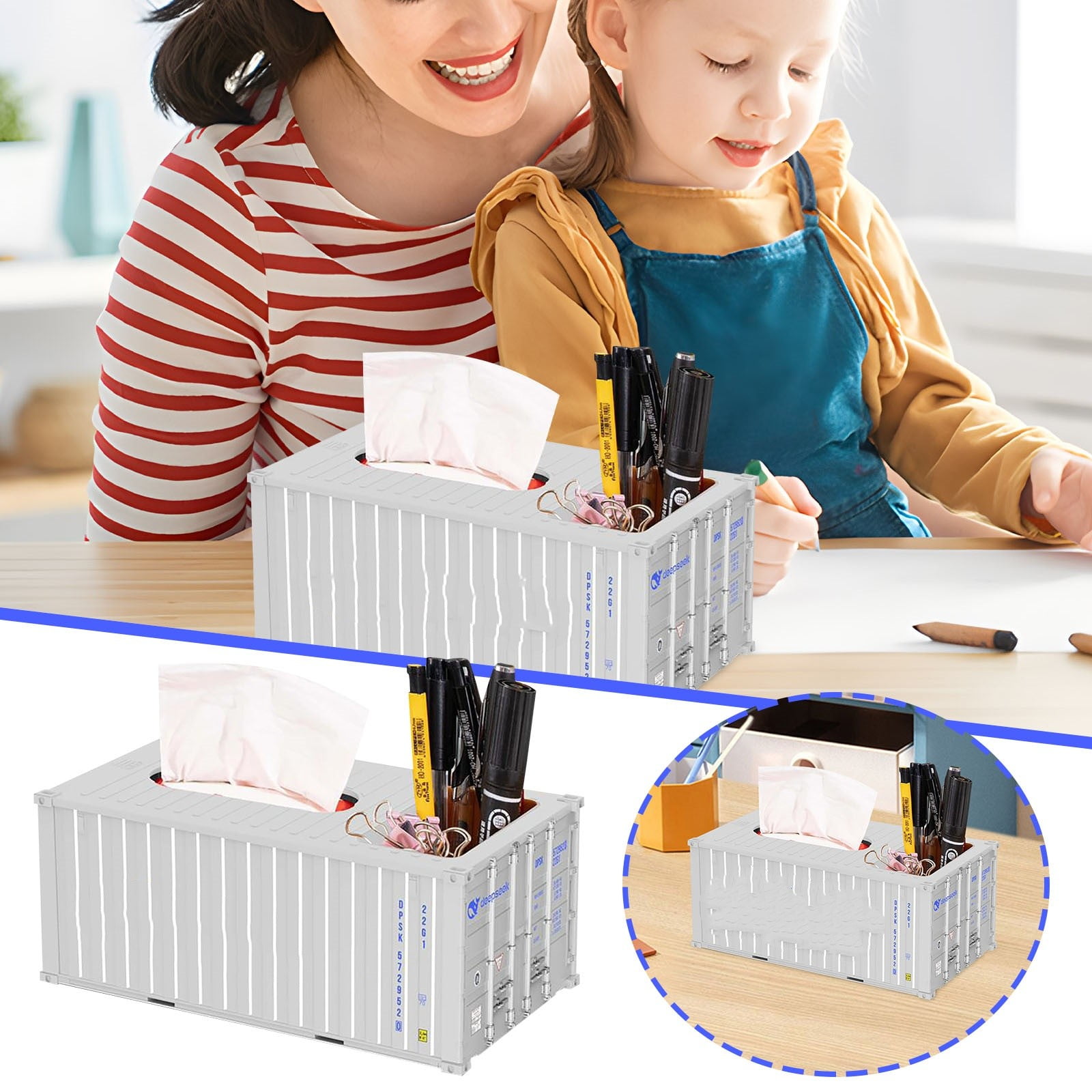 Zhixiong Simplified Container Model Tissue Pen Holder Function Desk ...