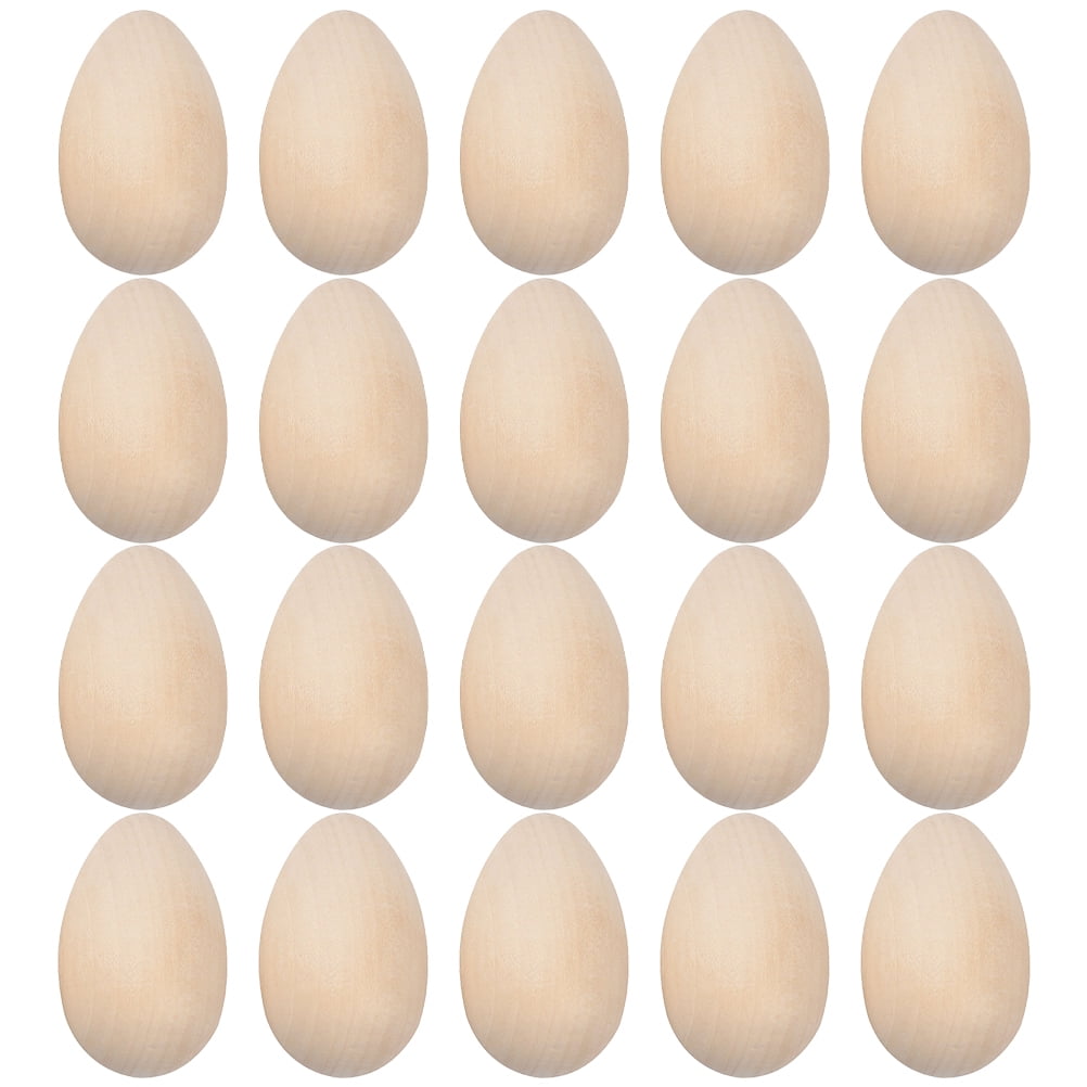 Zhiyie 20pcs Unfinished Wooden Eggs Graffiti Wooden Eggs DIY Easter Egg Decoration - Walmart.com
