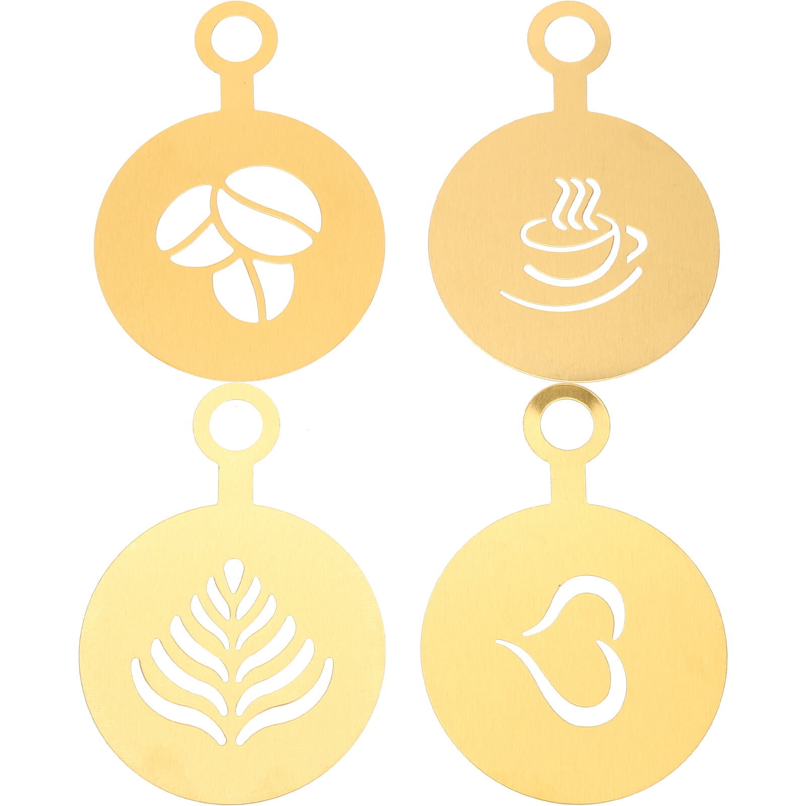 Zhiyie 4pcs Easy Operation Latte Art Stencils Stainless Steel Coffee ...