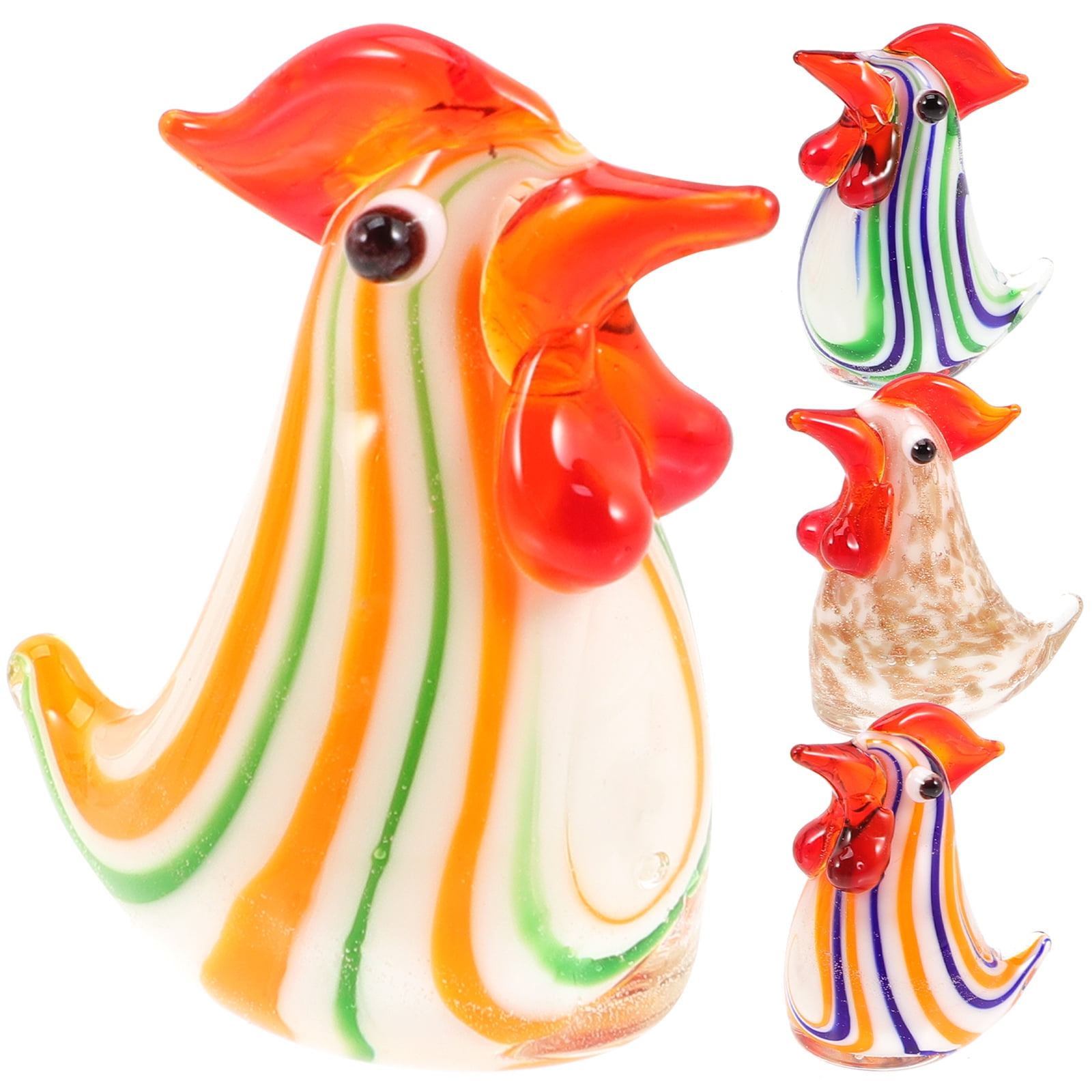 HOMEMAXS 4pcs Mini Glass Chicken Figurines Farm Animal Statues Action ...