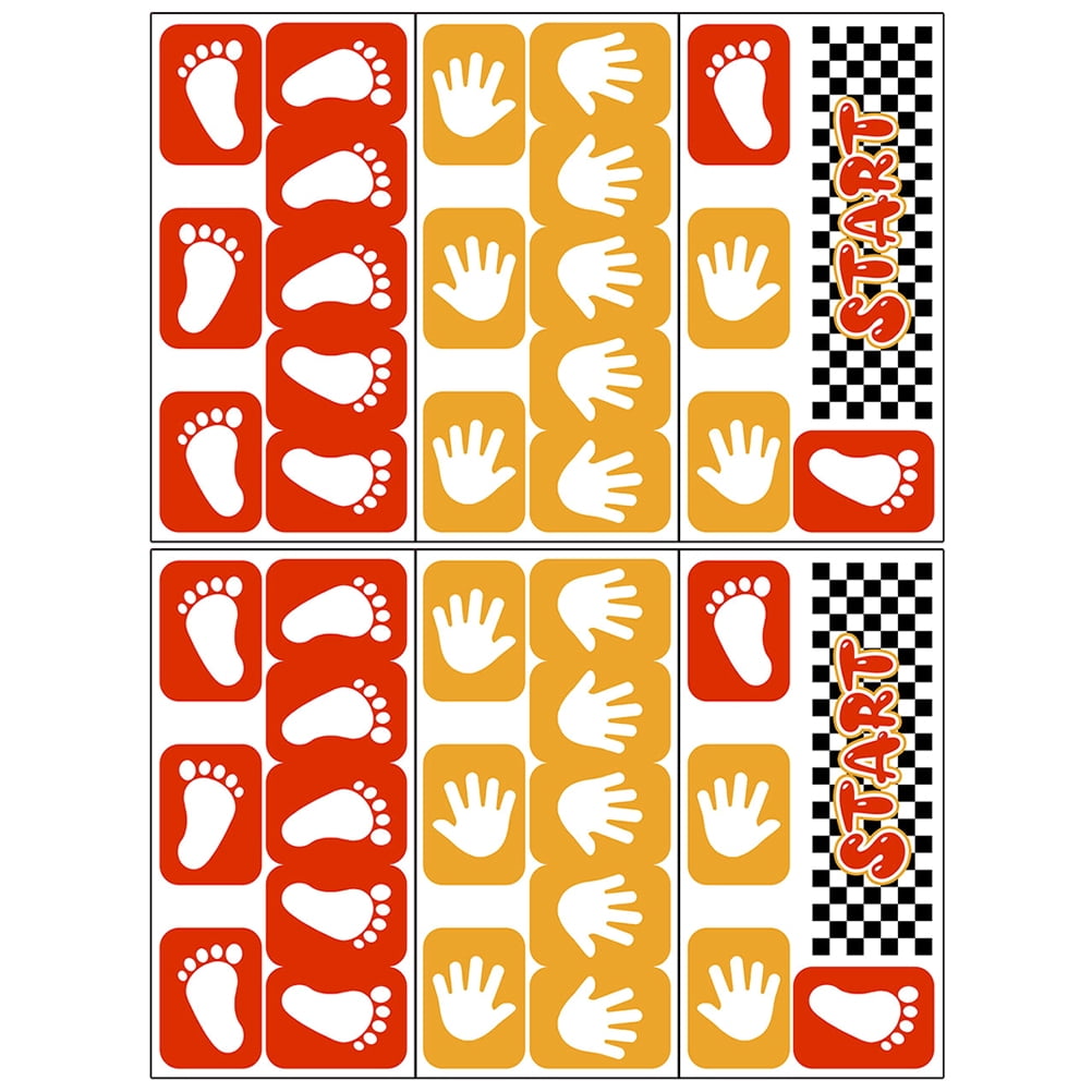 Zhiyie 6 Sheets of PVC Footprint Stickers Kids Floor Hand Print ...