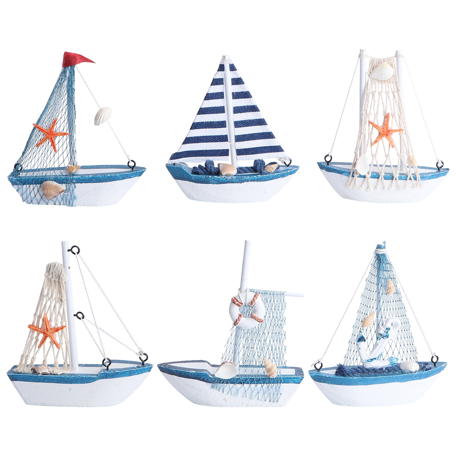 Wooden Toy Decor: Mini Sailboat Model, Nautical Sailing Ornament, Home ...