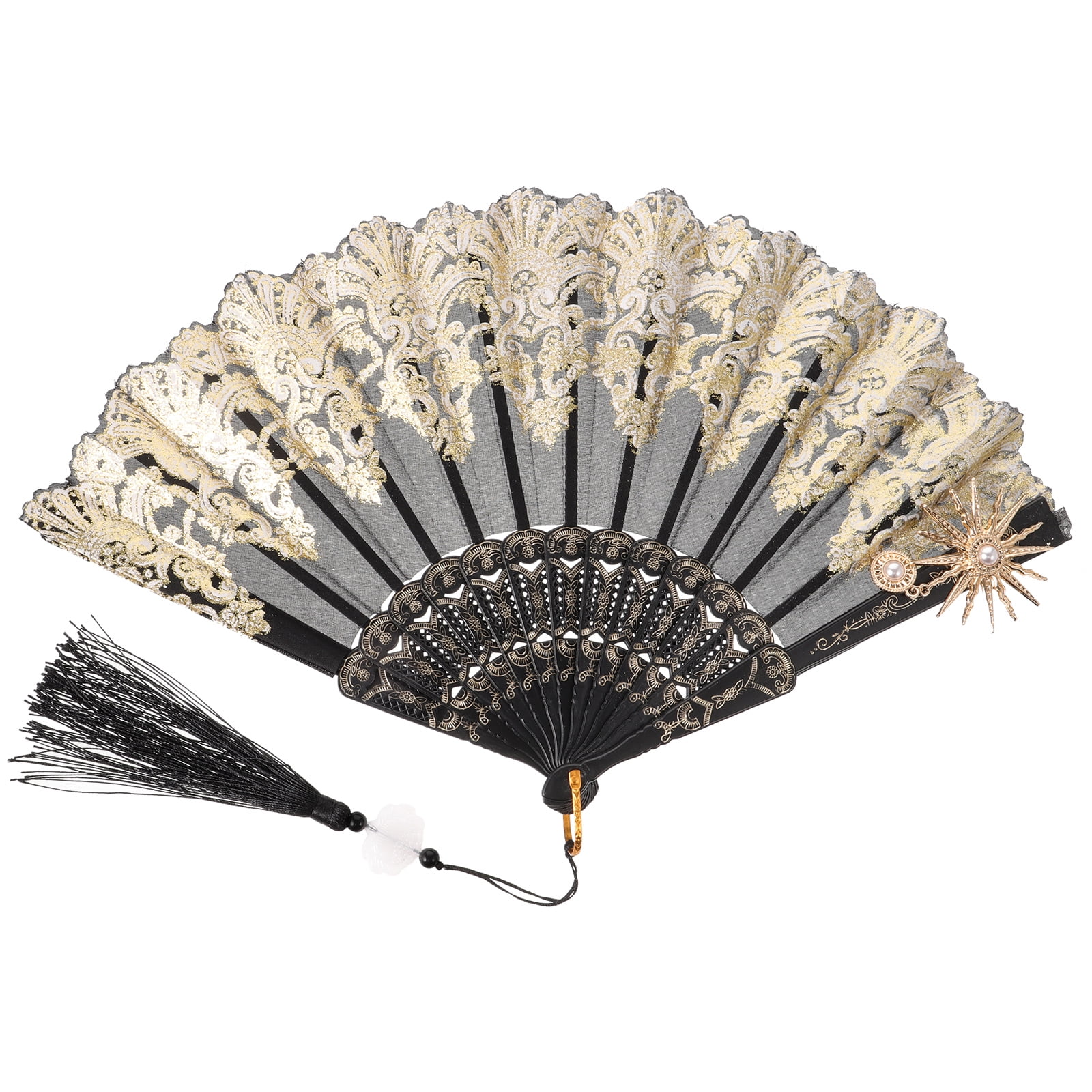 Zhiyie Cloth Folding Fan Vintage Fan Women Cloth Fan Dress Up Fan Party ...