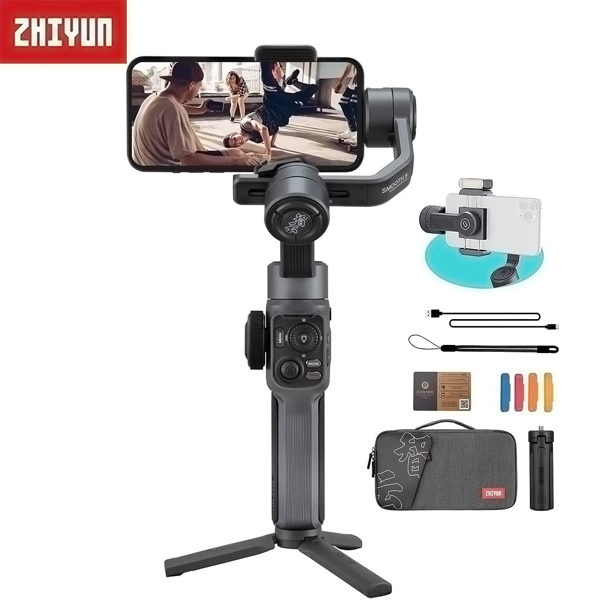 Zhiyun Smooth 5 3-Axis Gimbal Stabilizer for iPhone 13, 12 Pro, 11, X ...