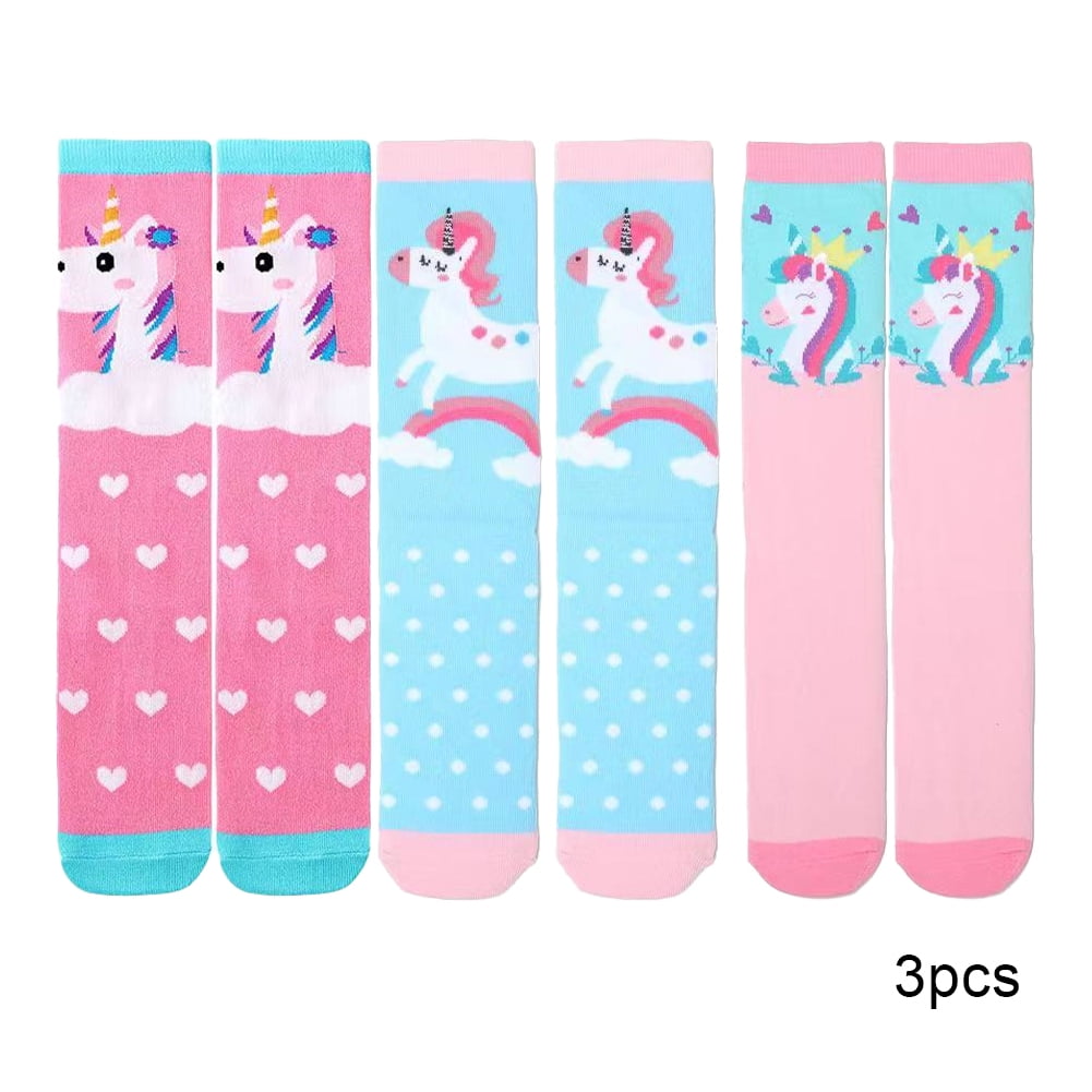 Zhlaeerr 3 Pairs Kids Girl's Knee High Socks Over Calf Knee High Socks ...
