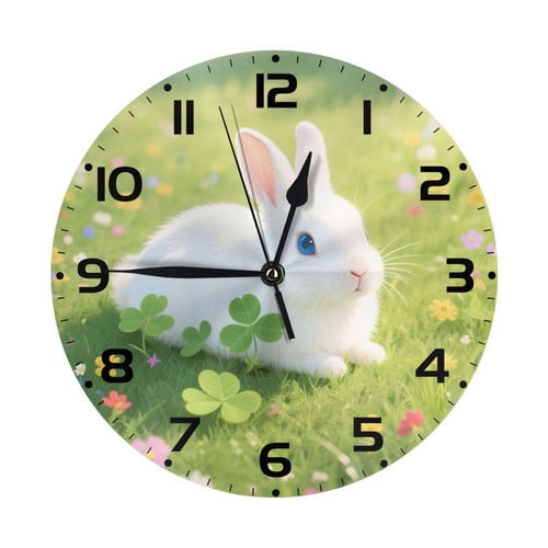 Zhmjortal Clock for Bedroom,Rabbit Wall Clock Battery Operated 10 Inch ...