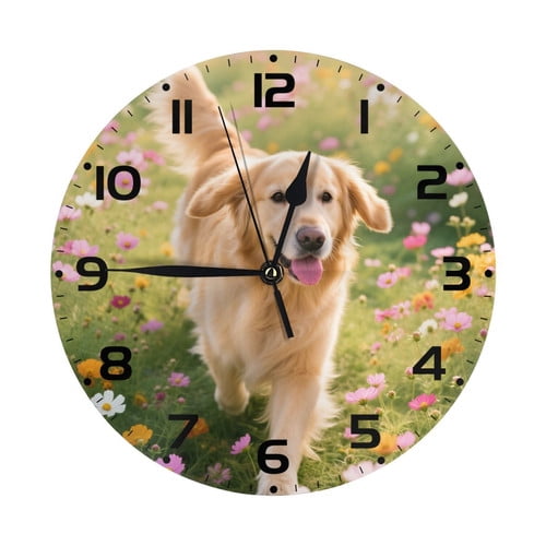 Zhmjortal Dog Pattern Wall Clocks Battery Operated 10 inch - Quiet ...