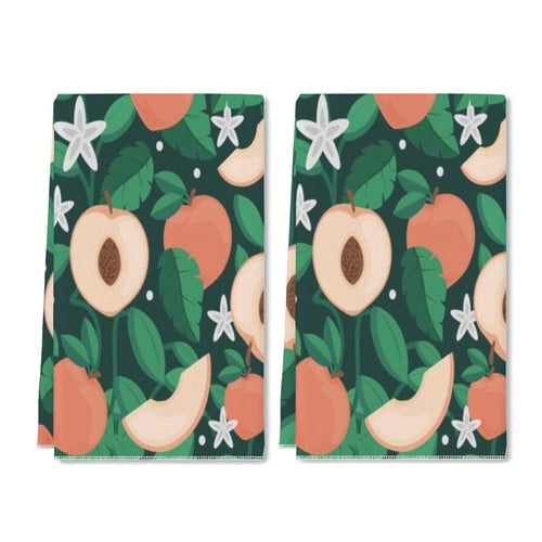 Zhmjortal Kitchen Towel Hand Drawn Peach Leaf Pattern 16 x 24 Inch ...