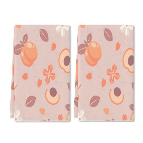 Zhmjortal Kitchen Towels Peach Leaf Flower Pattern 16 x 24 inch Hand ...