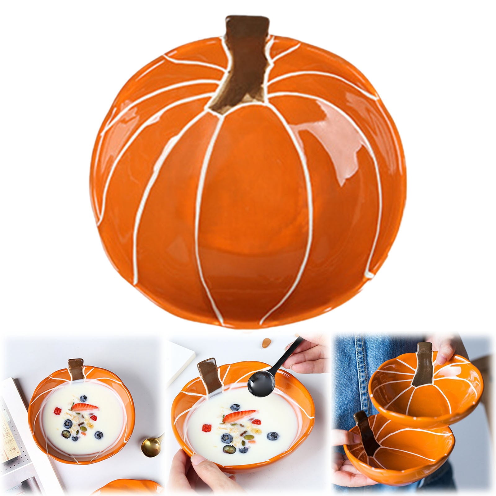 Zhnaai 1Pc Pumpkin Candy Bowl Halloween Pumpkin Shaped Snack Bowl ...