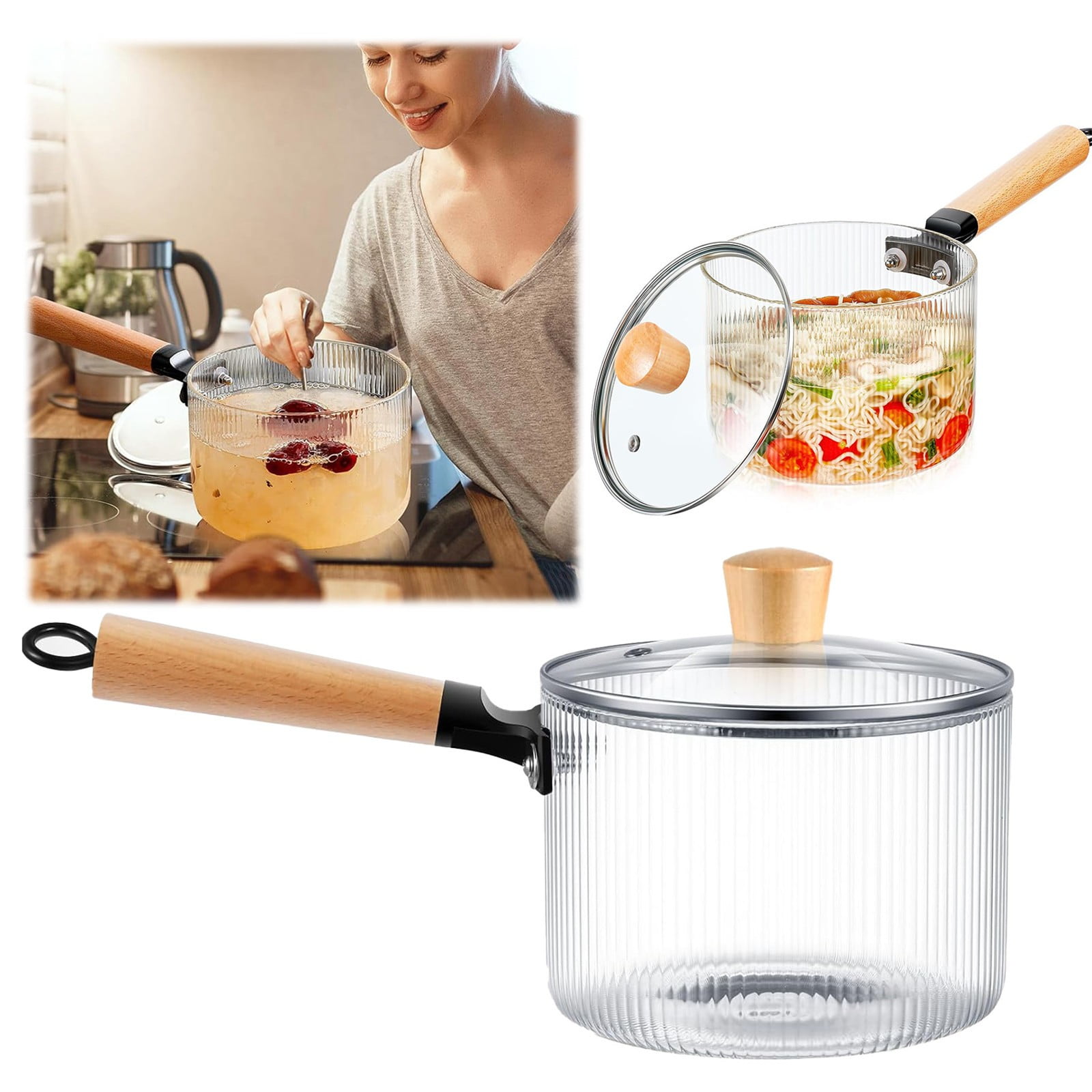 Zhnaai Cooking Pot,Cooking Utensils,Clear Glass Cooking Pot Glass ...
