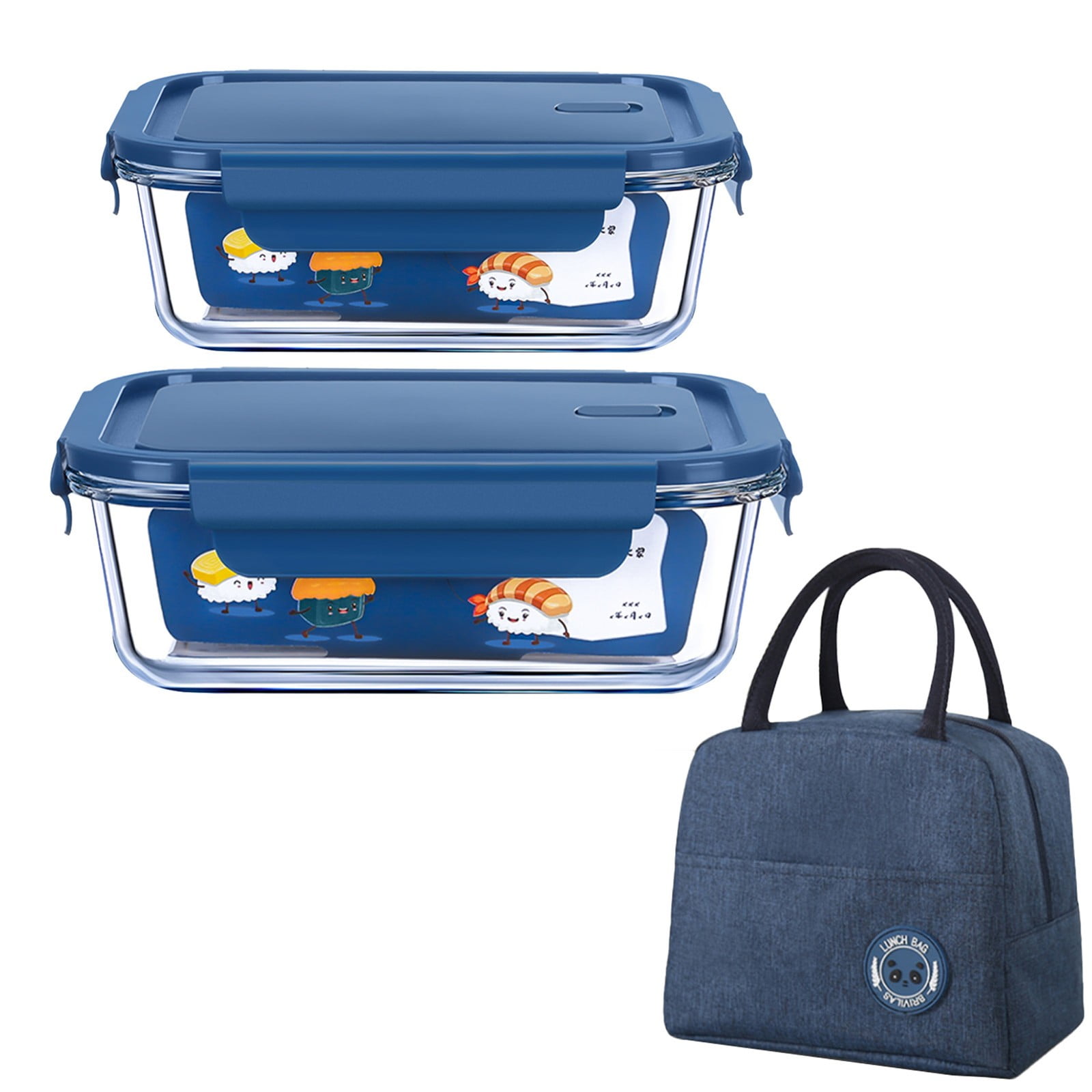 Zhnaai Lunch Box,Microwave Bento Box,Microwave High Borosilicate Glass Lunch Box Student ...