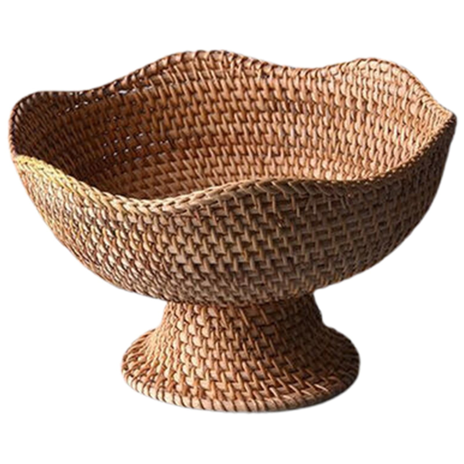 Zhnaai Rattan Bowl Small Round Wicker Basket Natural Pedestal Bowl for ...