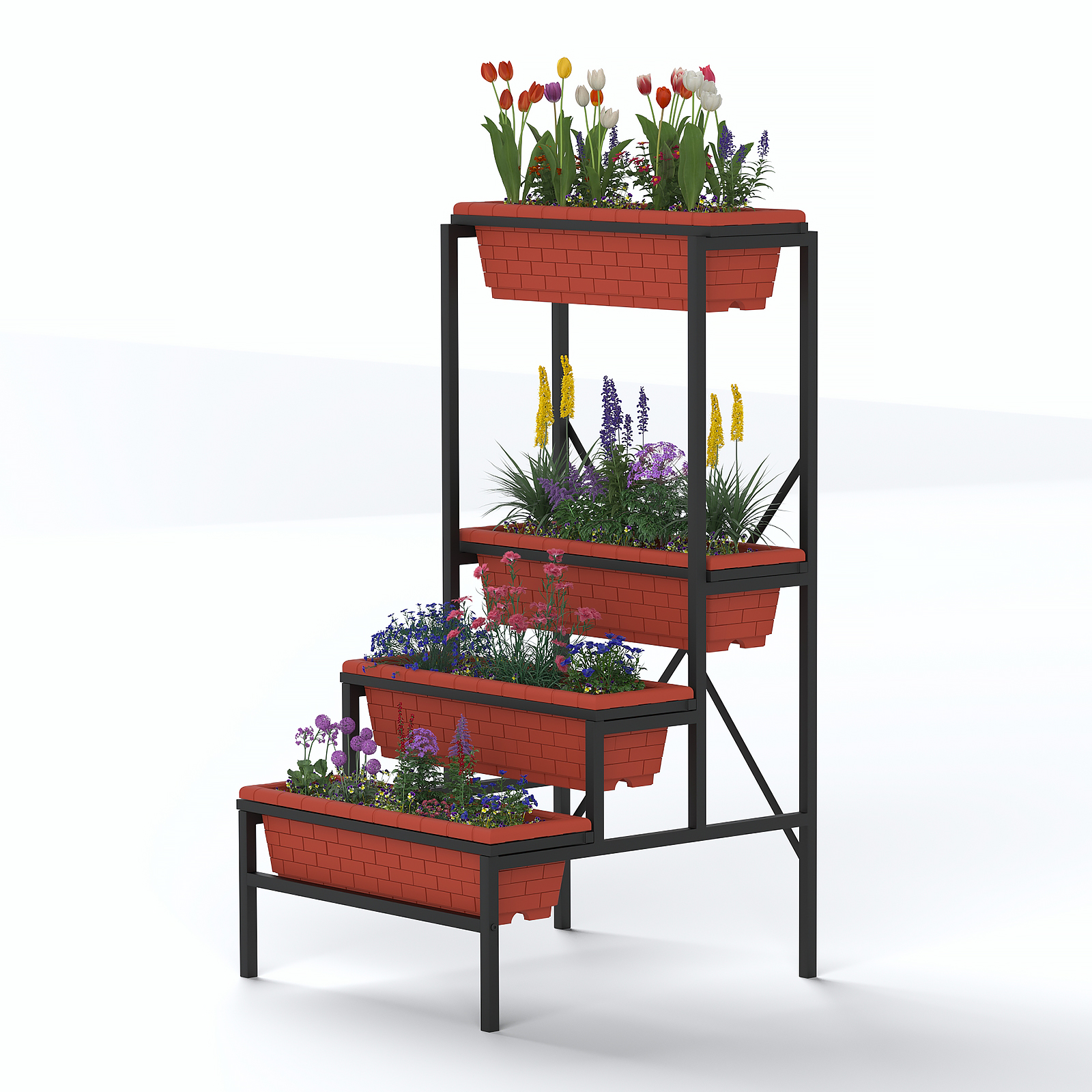 Zhongma 4Tier Heavy Duty Raised Garden Bed Metal Stand Frame with 4 ...