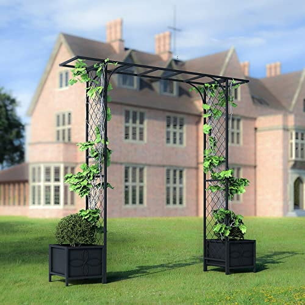 Zhongma Metal Garden Arbor with Planters, 83.5'' High x 90.5'' Wide ...
