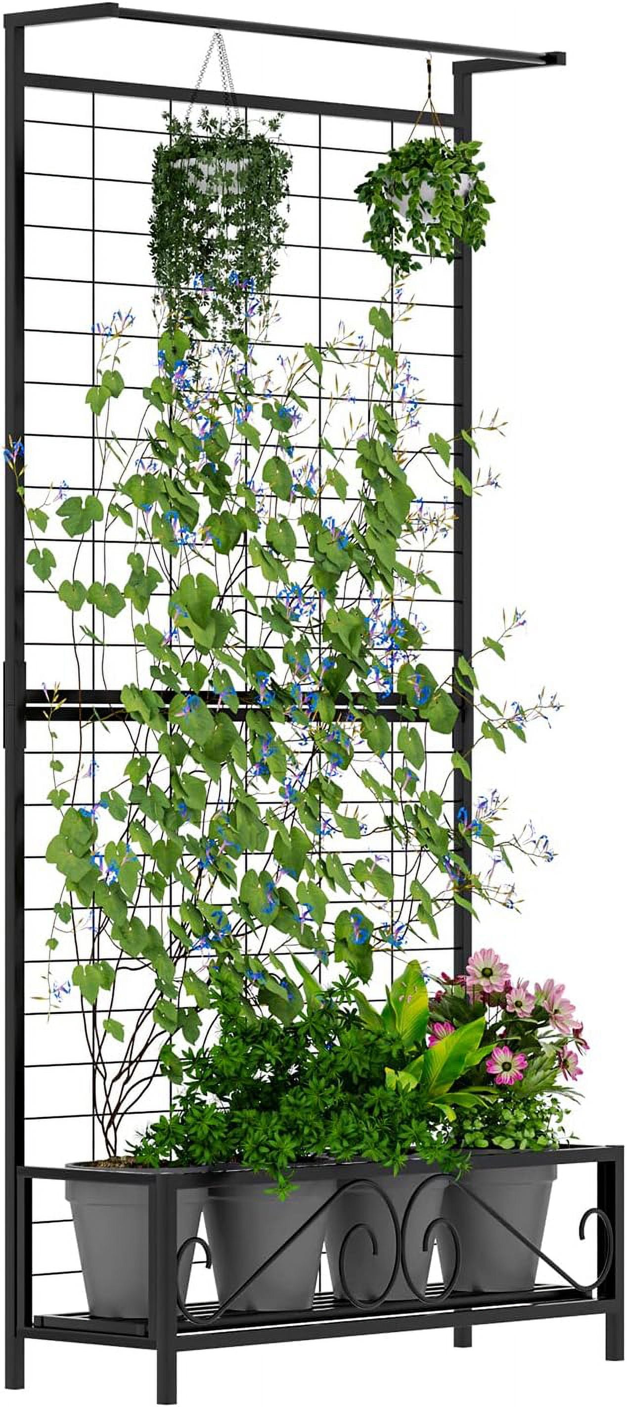 Zhongma Metal Planter with Trellis Raised Bed with Trellis for Vine ...