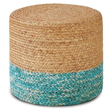 Edgeley Boho Round Pouf in Grey, Natural Woven Braided Jute - Walmart.com