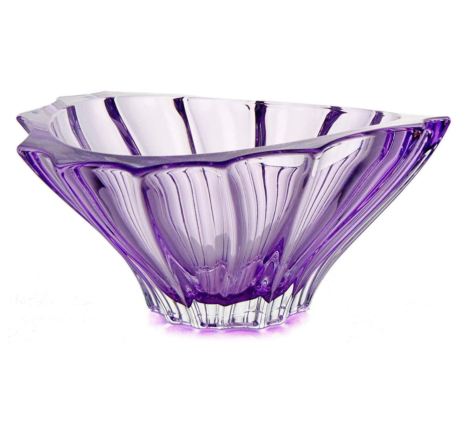 Zhongpeng Bohemian Crystal Glass Bowl-Vase 8''-Dia Amethyst-Purple ...