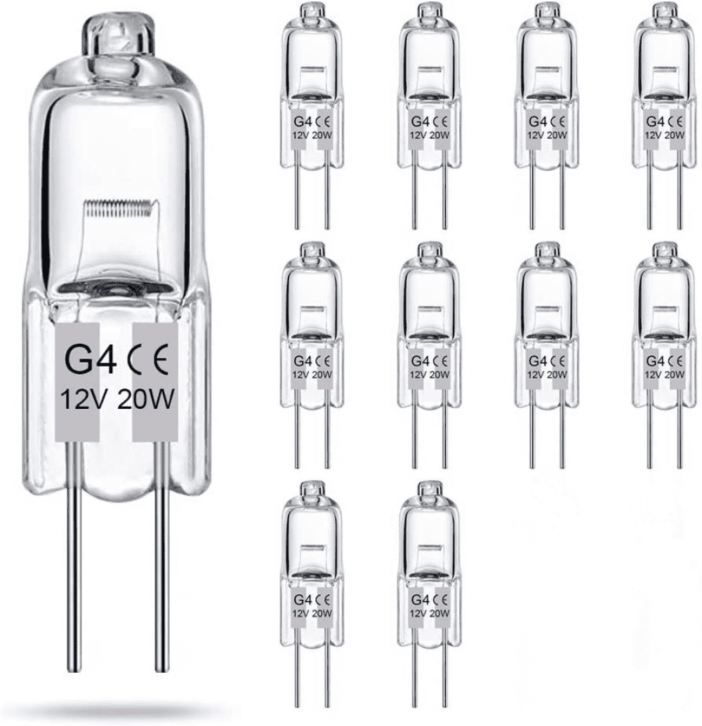 Zhongtai G4 Bulb 10 Pack Crystal Clear Halogen Light Bulb 2 Pin 12V 10W ...