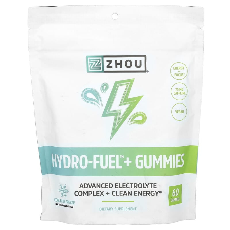 Zhou Nutrition, Hydro-Fuel Gummies, Cool Blue Freeze, 60 Gummies ...