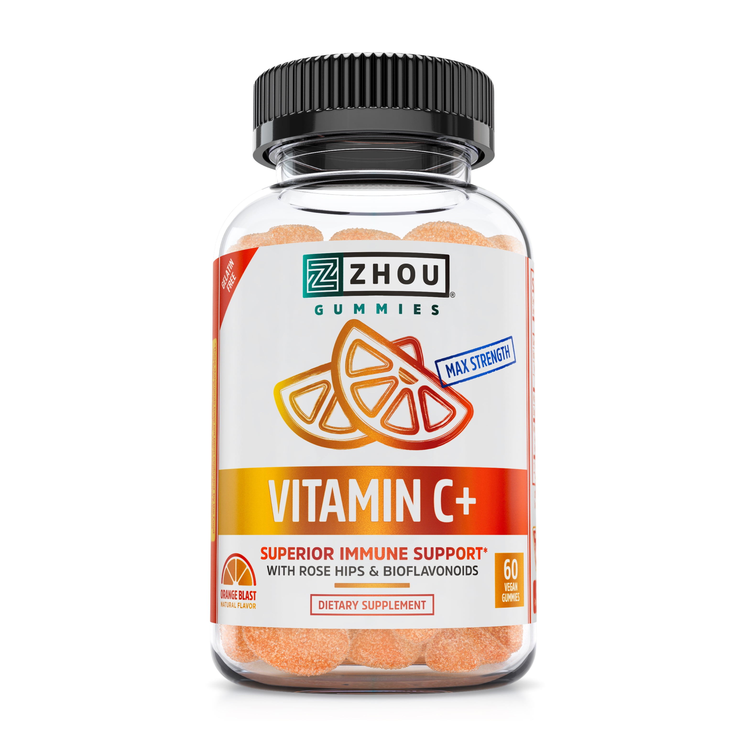 Zhou Nutrition Vitamin C+ Gummies, Rapid Immunity Booster, 60 Vegan ...