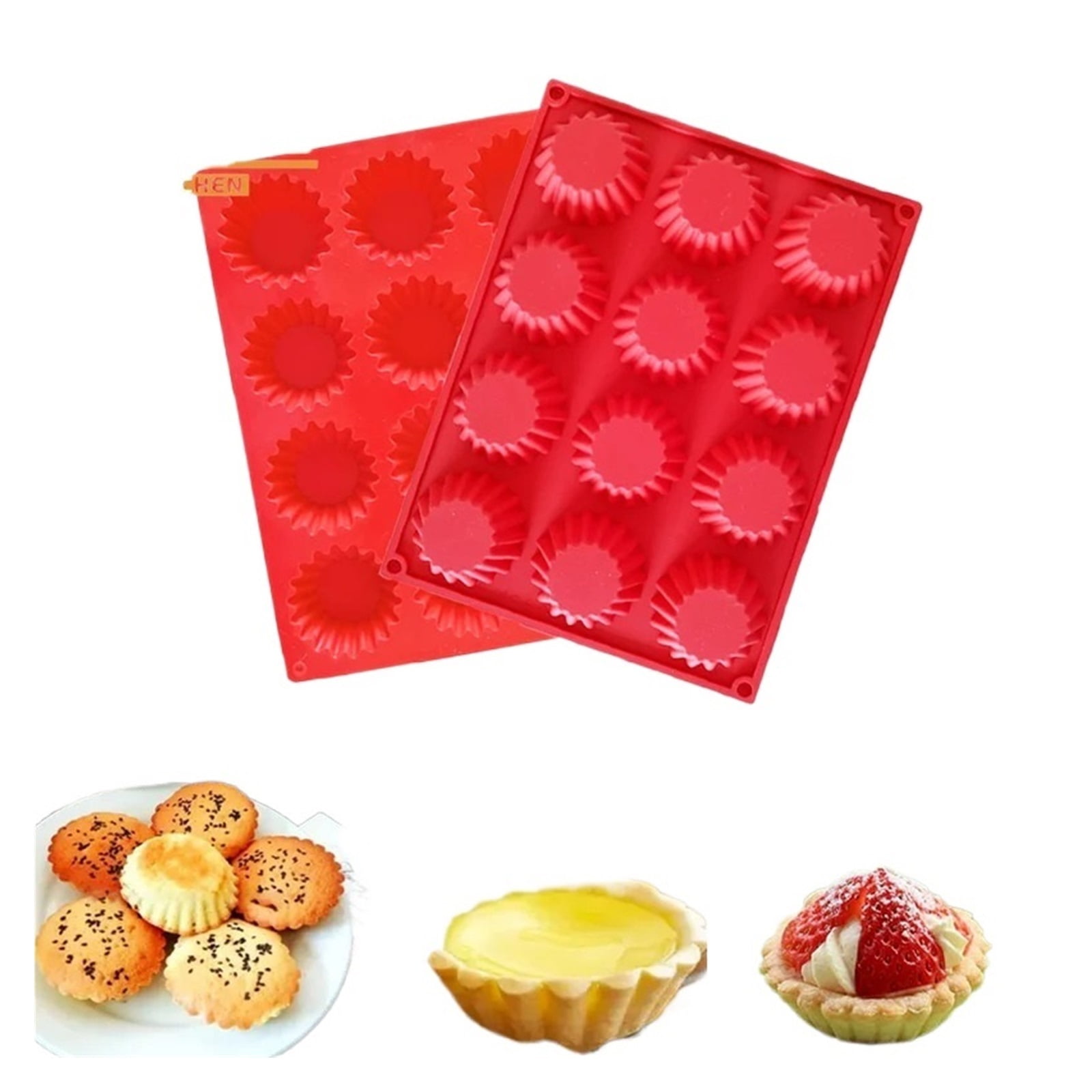 Zhoulg 12 Cavity Mini Muffin Cup Silicone Cupcake Egg Tart Cake Mold ...