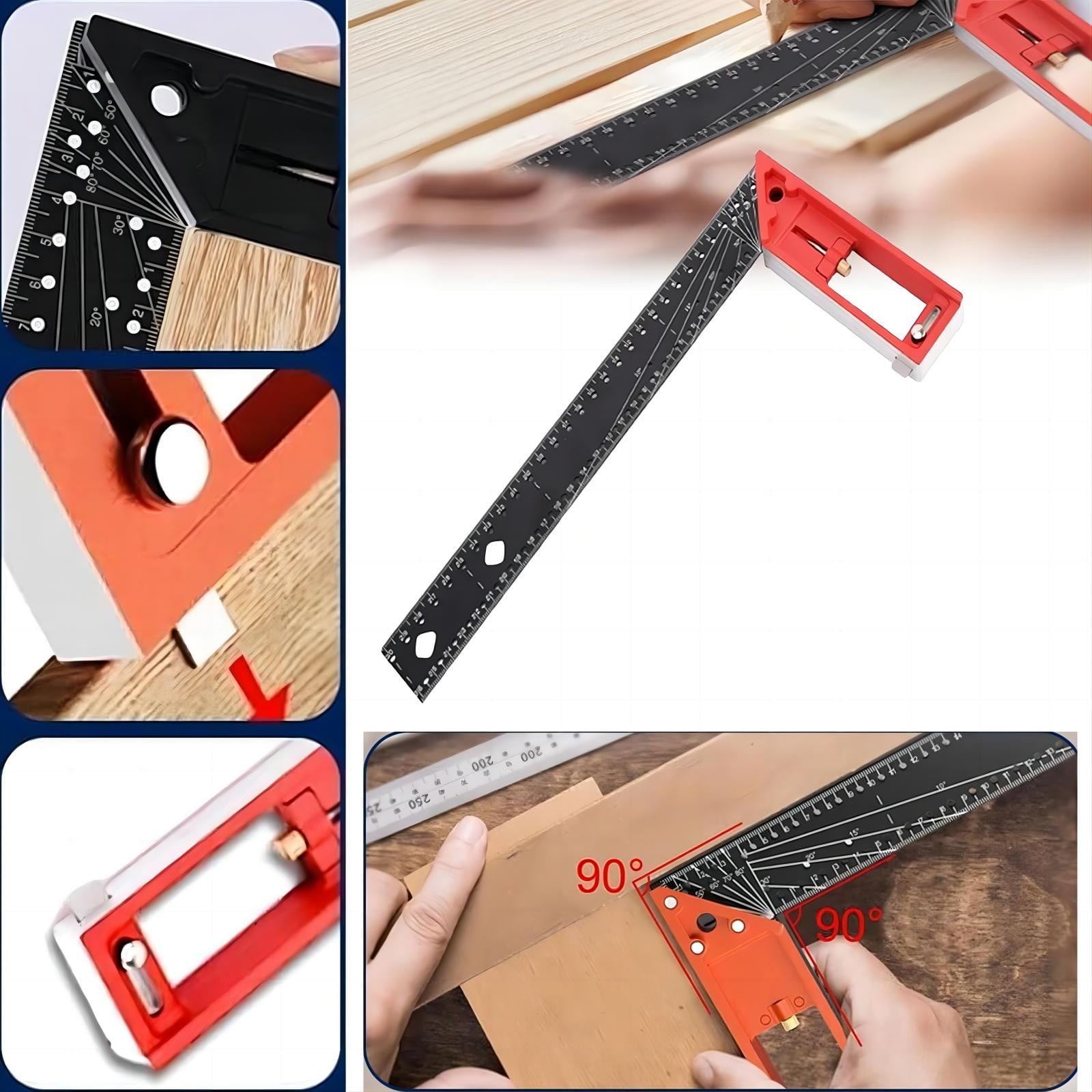 Zhouqiannn Carpenter's Square New Angle Measuring Ruler Universal ...